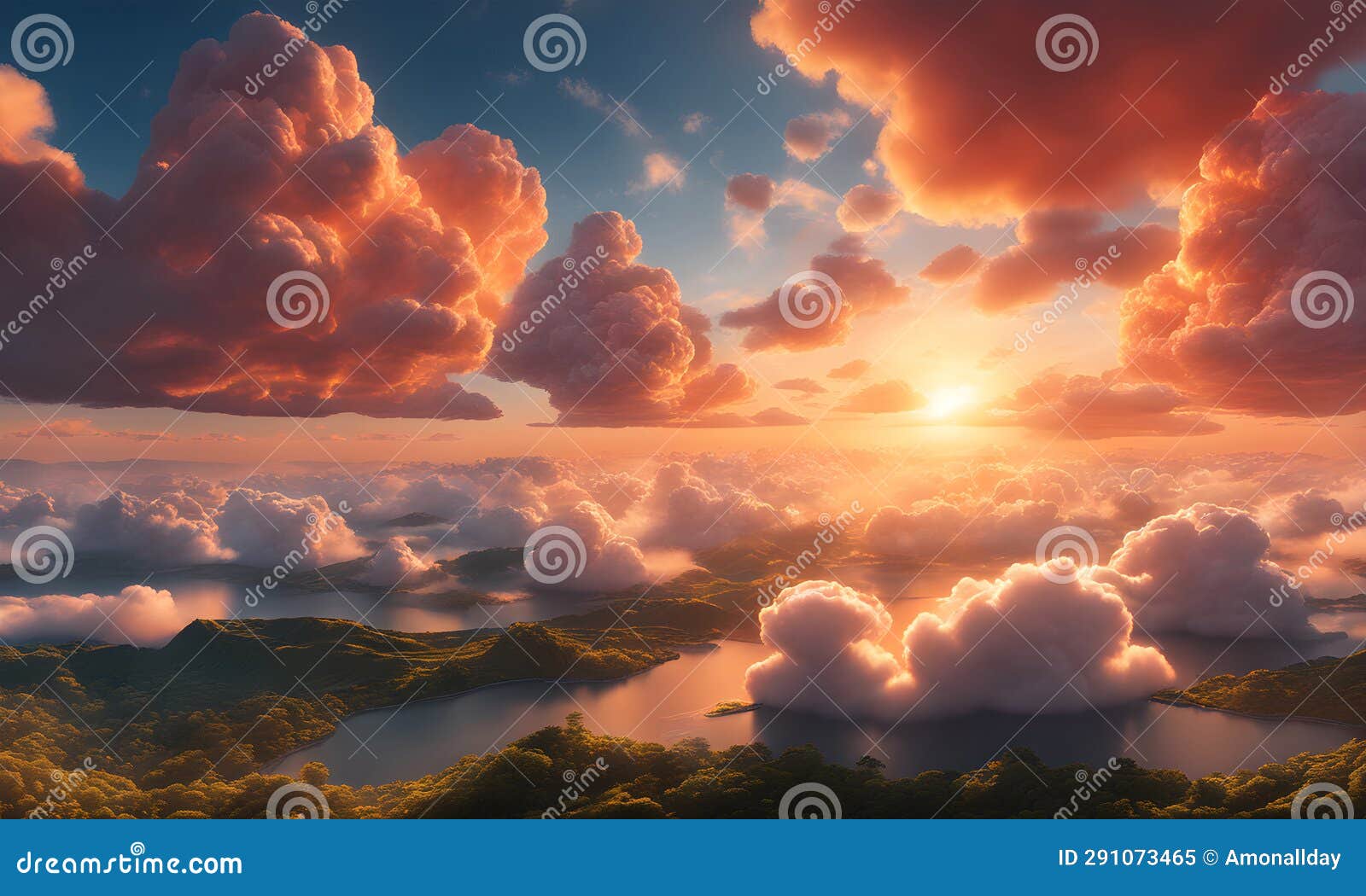 Realistic Sky with Clouds, Beautiful Heaven Nature Background Design ...