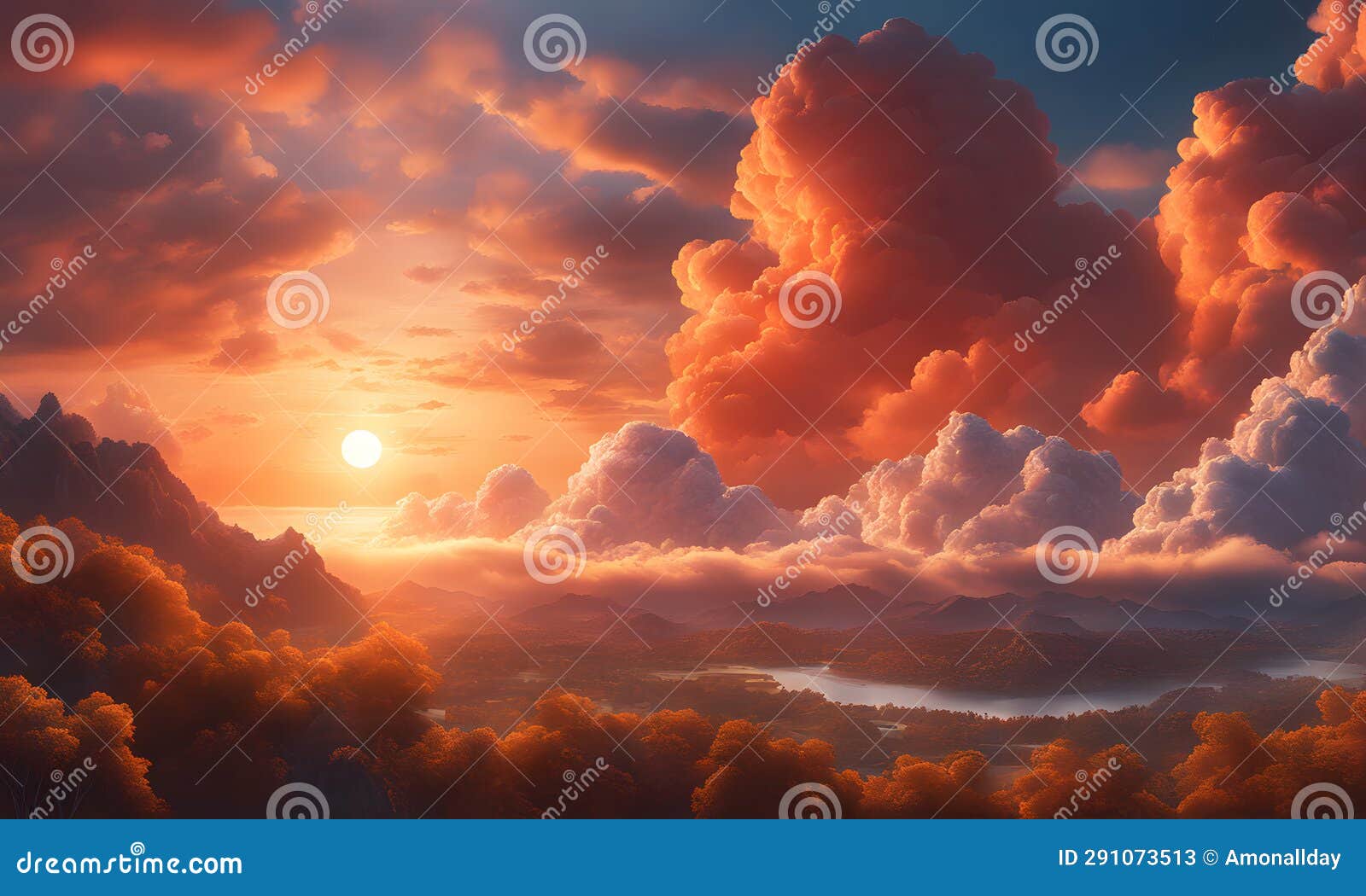 Realistic Sky with Clouds, Beautiful Heaven Nature Background Design ...