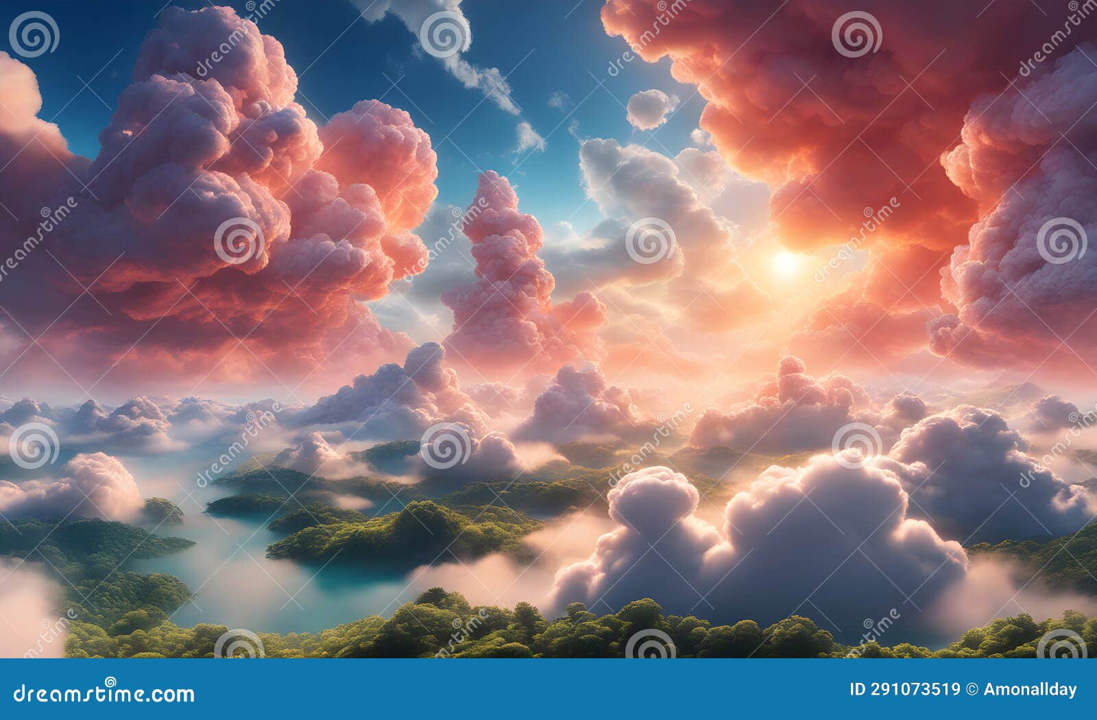 Realistic Sky with Clouds, Beautiful Heaven Nature Background Design ...