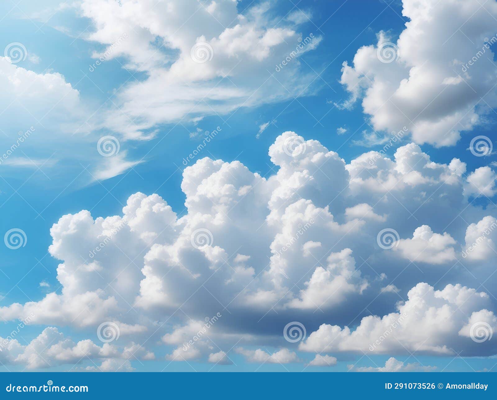 Realistic Sky with Clouds, Beautiful Heaven Nature Background Design ...