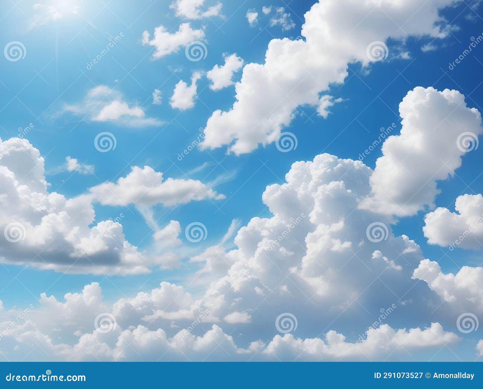 Realistic Sky with Clouds, Beautiful Heaven Nature Background Design ...