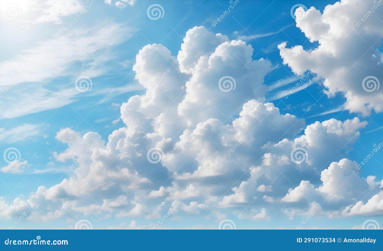 Realistic Sky with Clouds, Beautiful Heaven Nature Background Design ...