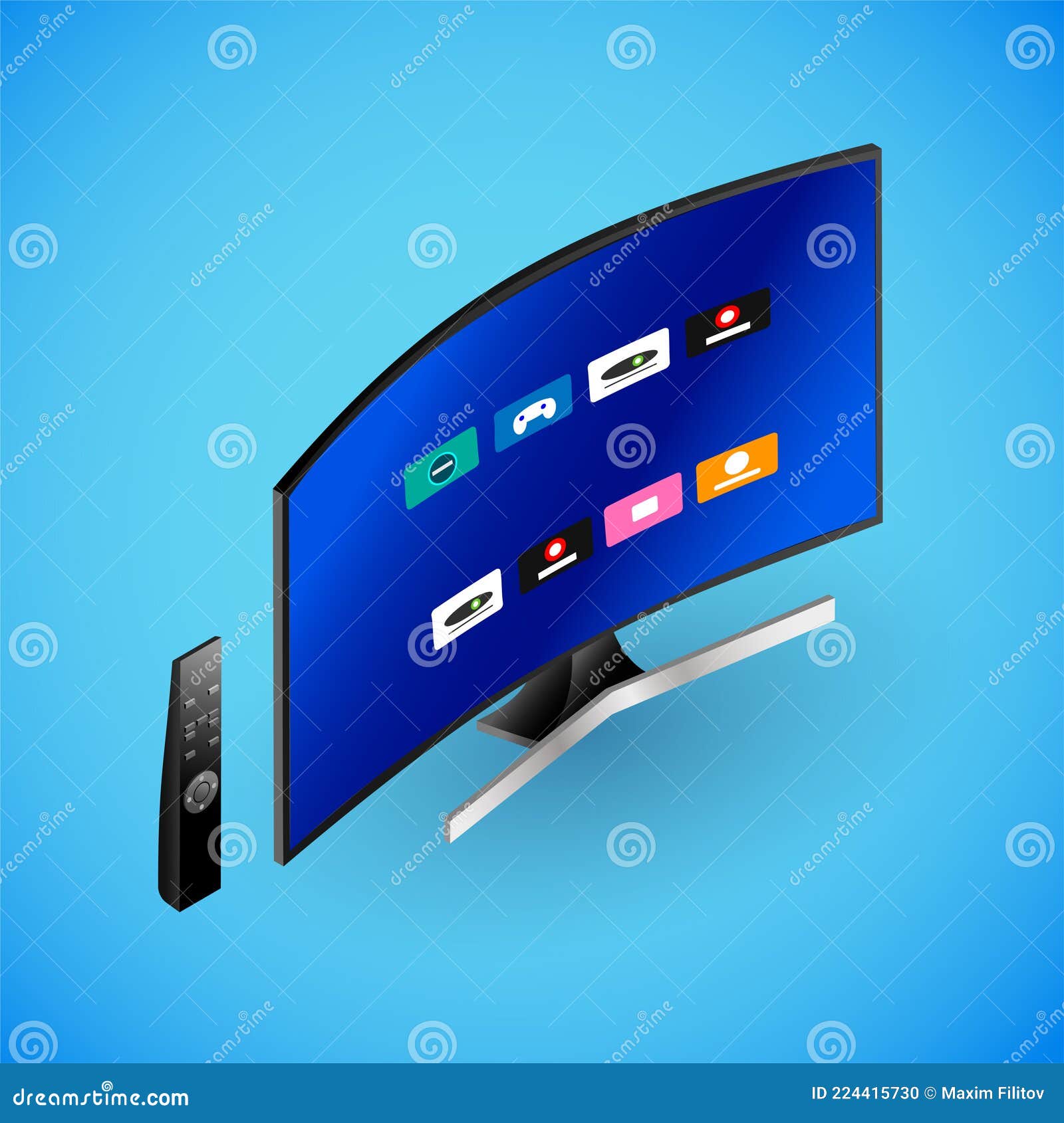 Realistic Smart TV in Isometry. Vector Isometric Illustration of ...