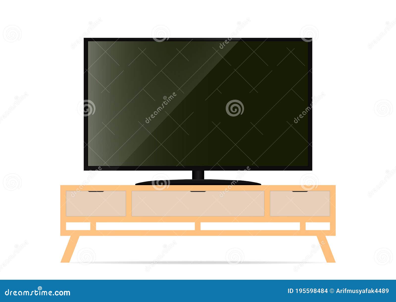 Realistic Smart TV on the Table Stock Vector - Illustration of decor ...