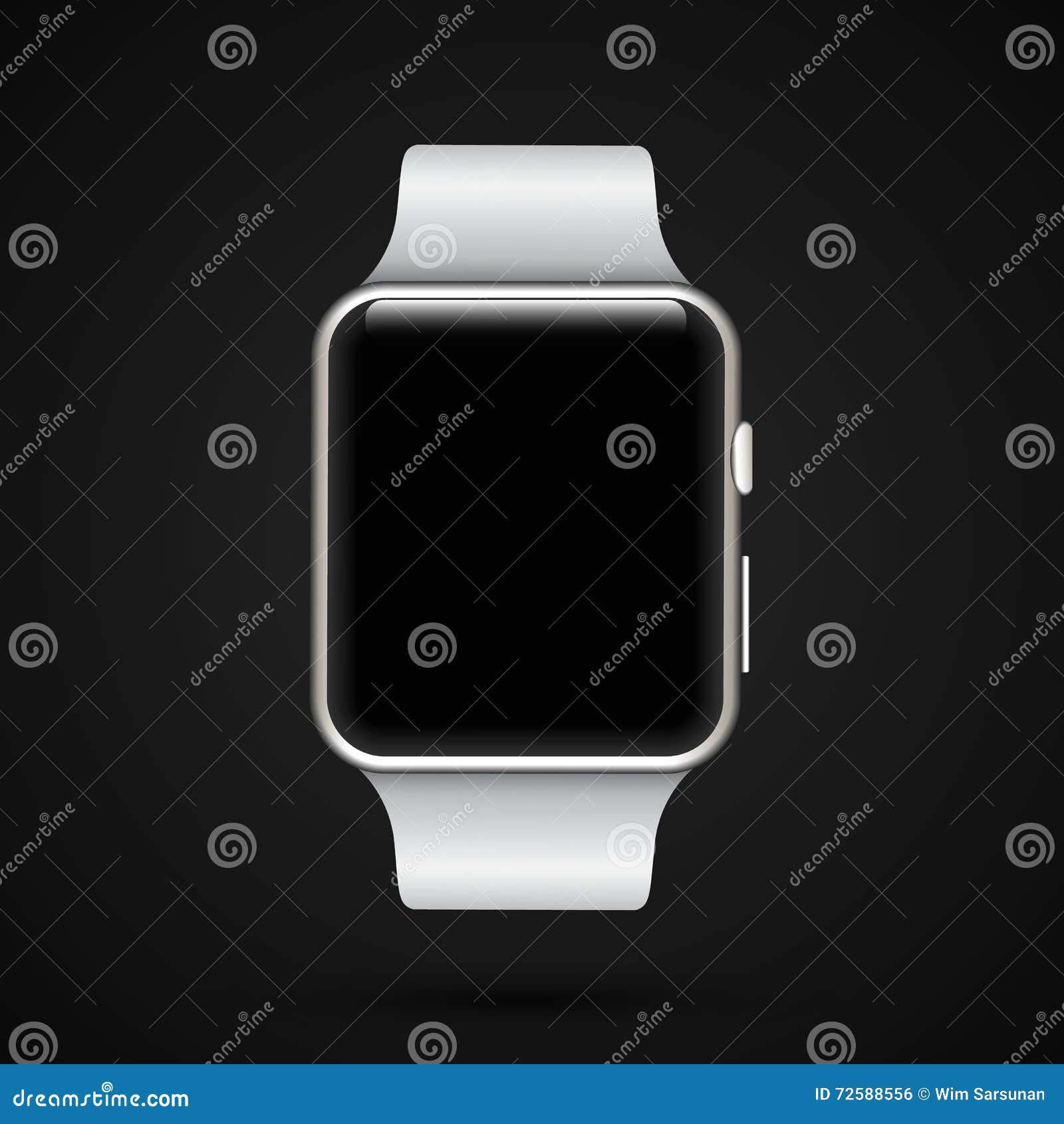 Realistic Smart Watch on Black Background Stock Vector - Illustration ...