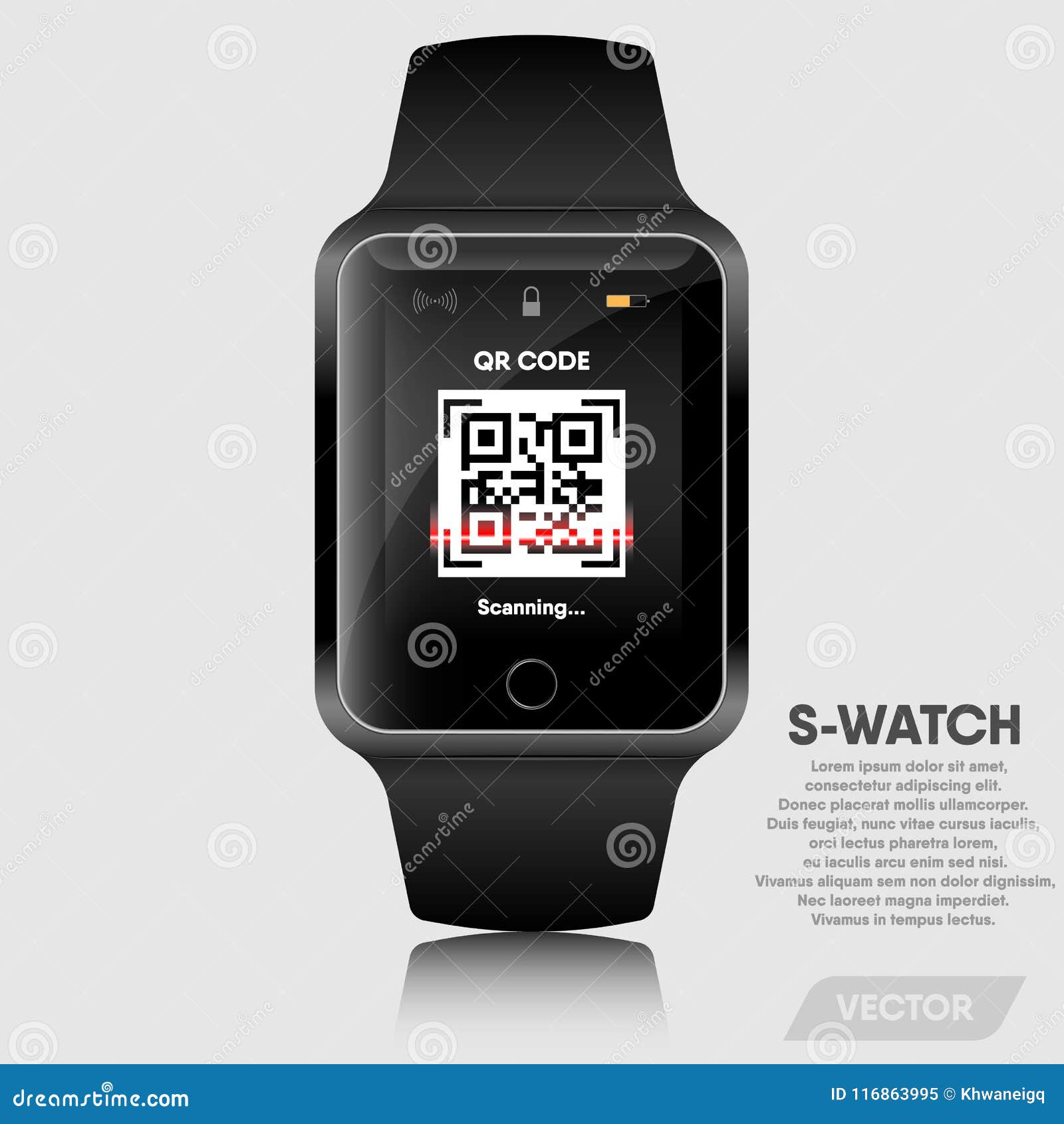 Realistic Smart Watch Modern Design and Application QR Code Read Stock ... Realistic Smart Watch Modern Design and Application QR Code Read Stock ...