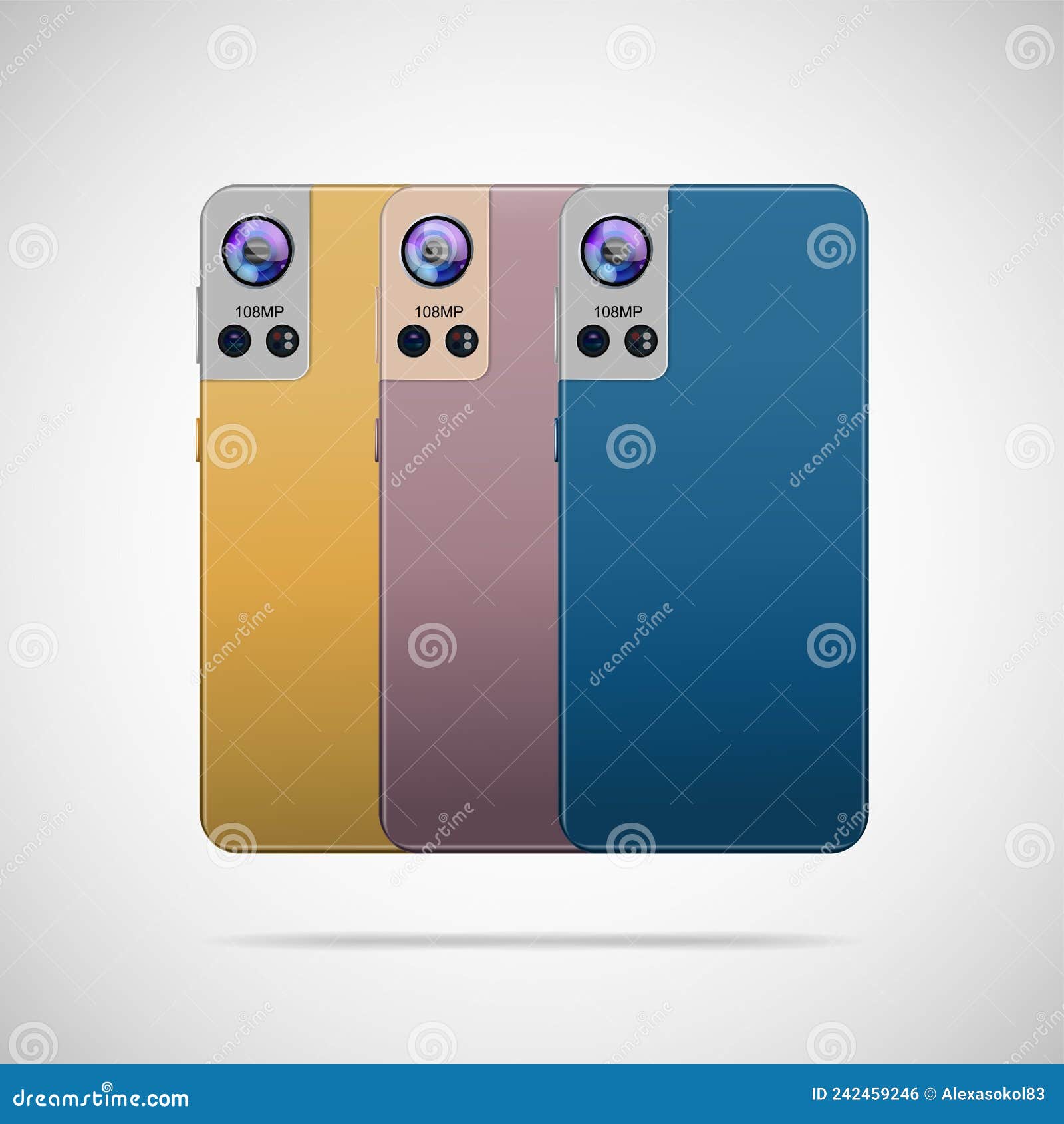 Realistic Smartphone with Back Illustration. Vector Illustration Stock ...