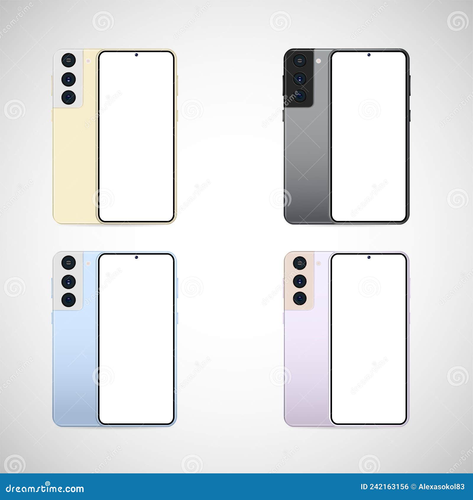 Realistic Smartphone with Back Illustration. Vector Illustration Stock ...