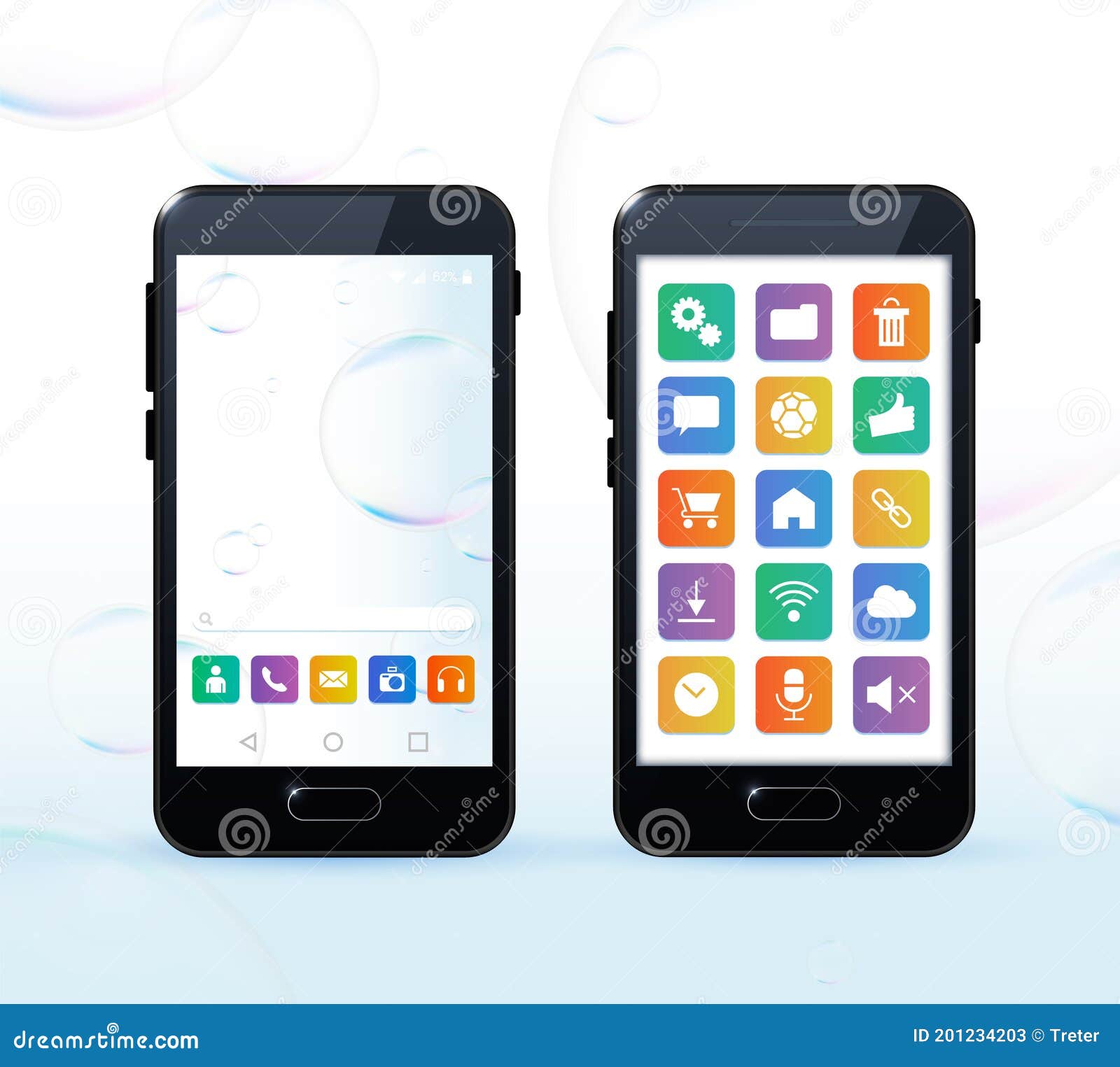 Realistic Smartphone , Black Color . Perspective View . Isolated Vector ...