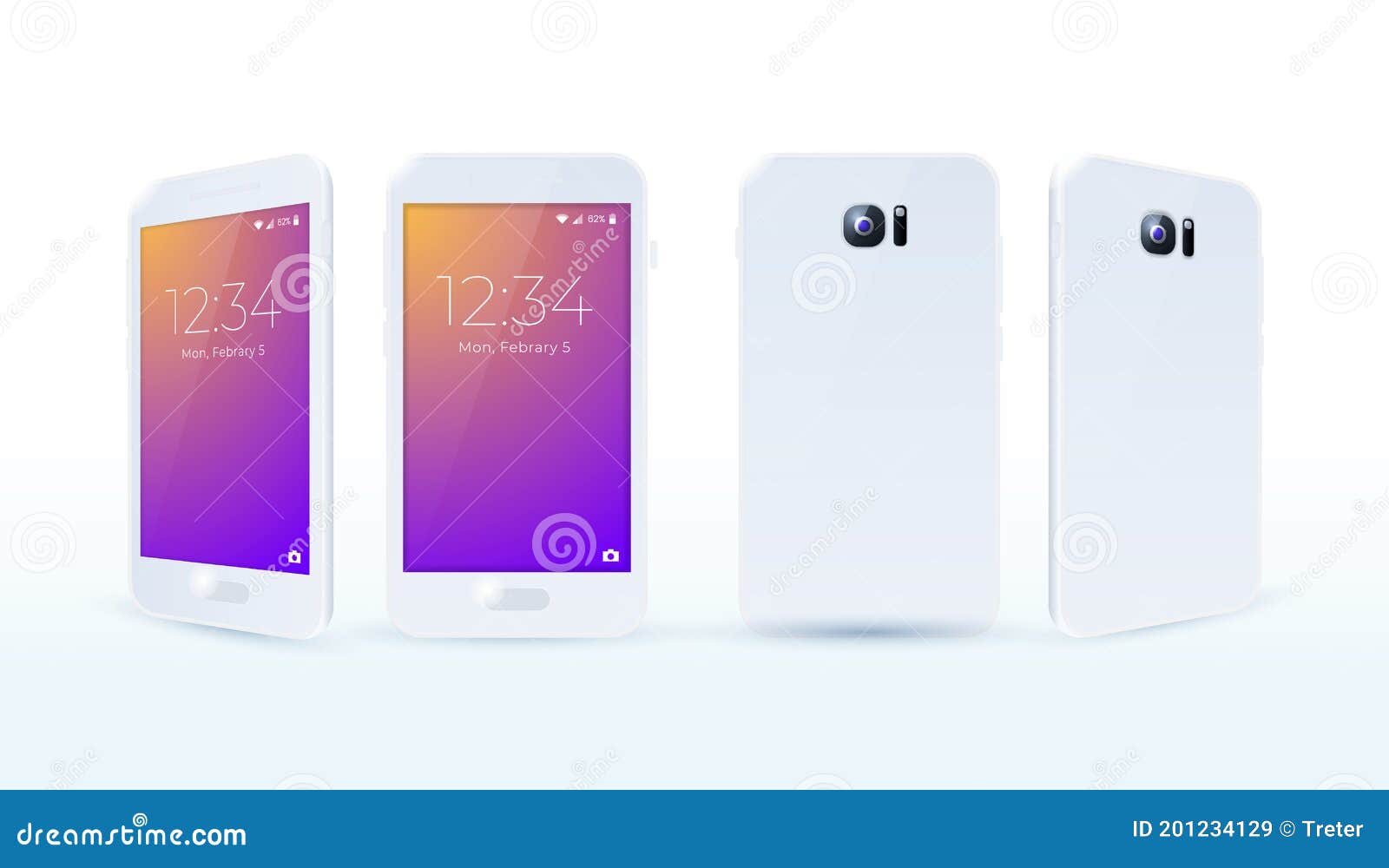 Realistic Smartphone , Black Color . Perspective View . Isolated Vector ...