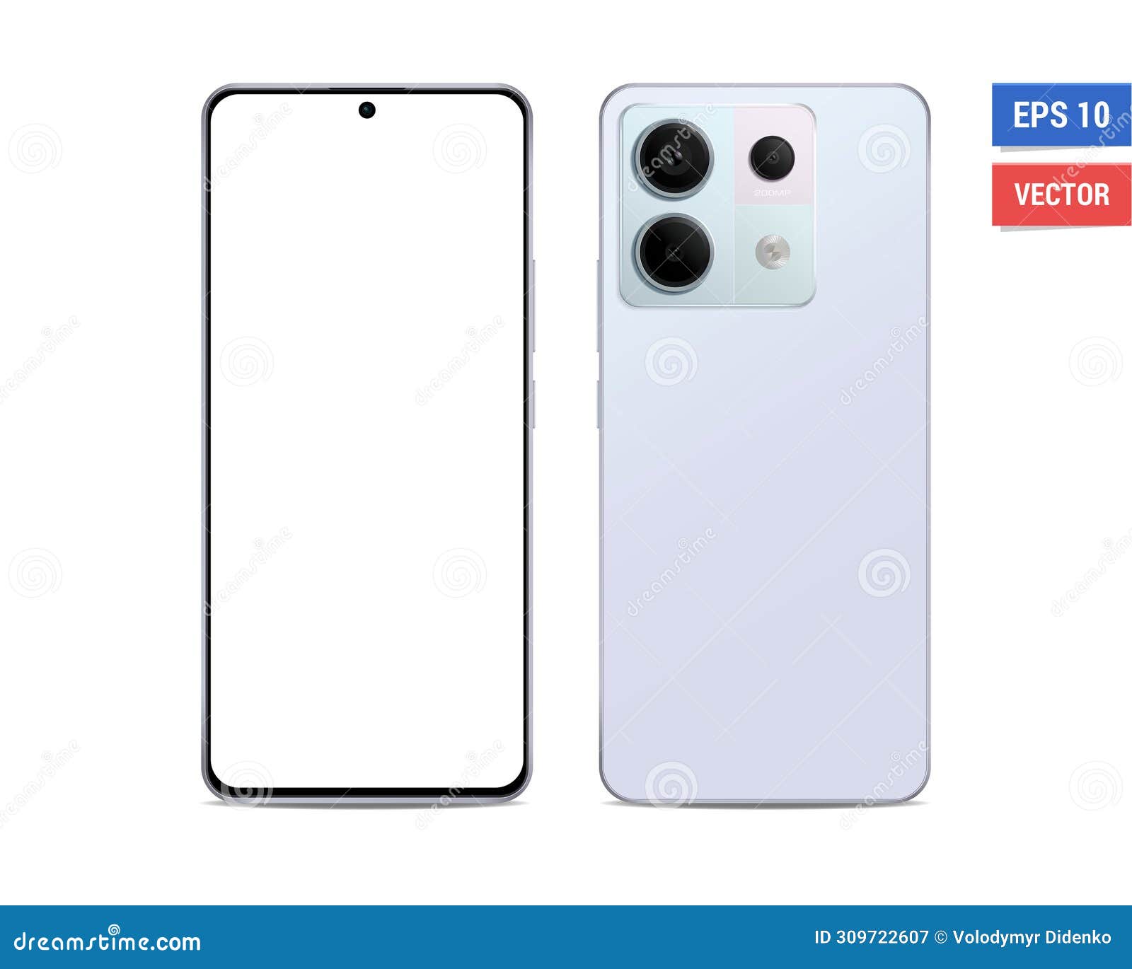 Realistic Vector Flat Xiaomi Redmi Note 13 Pro 5G Mockup with Blank ...