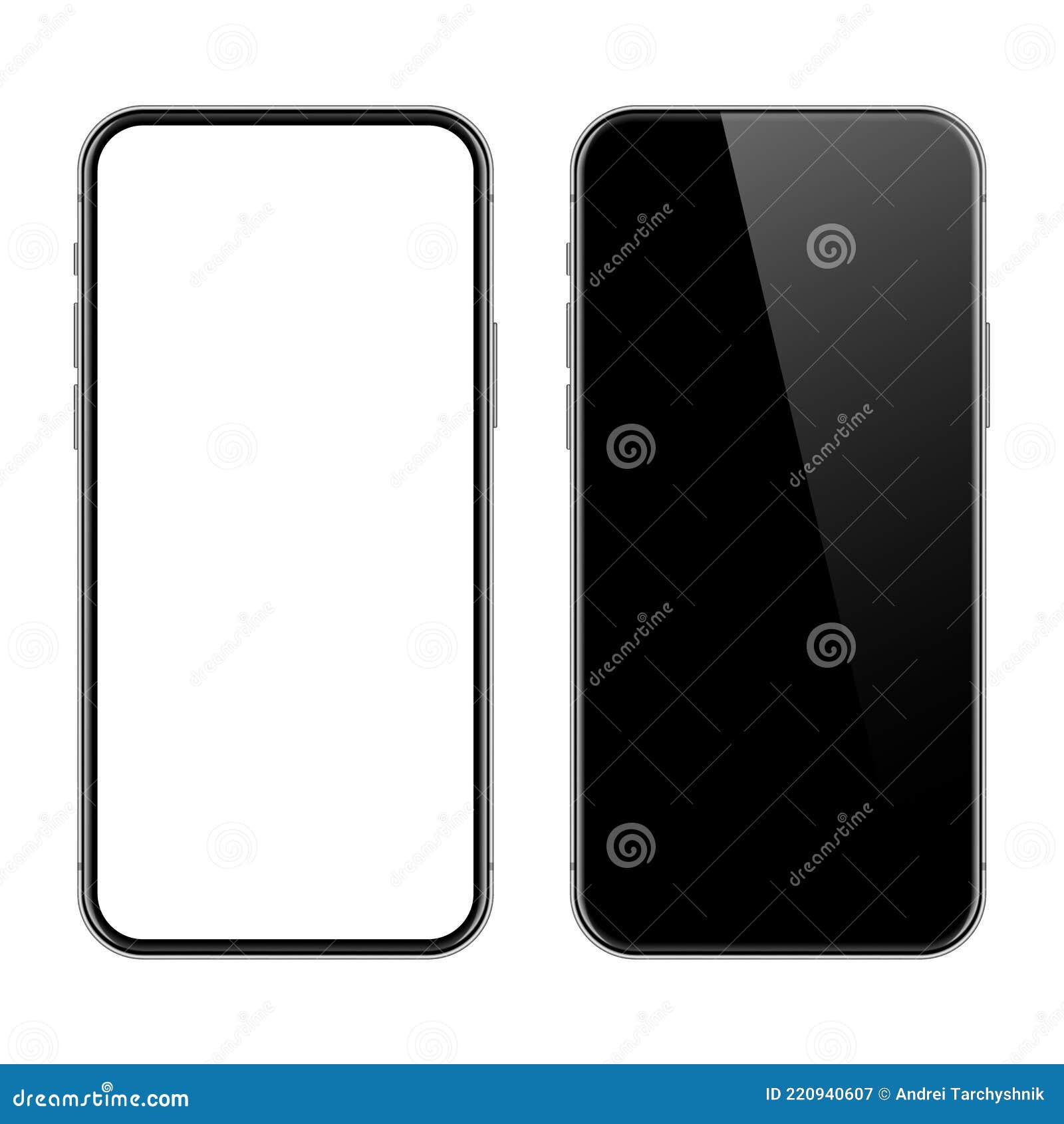 Realistic Smartphone with Blank Touch Screen Isolated on White ...