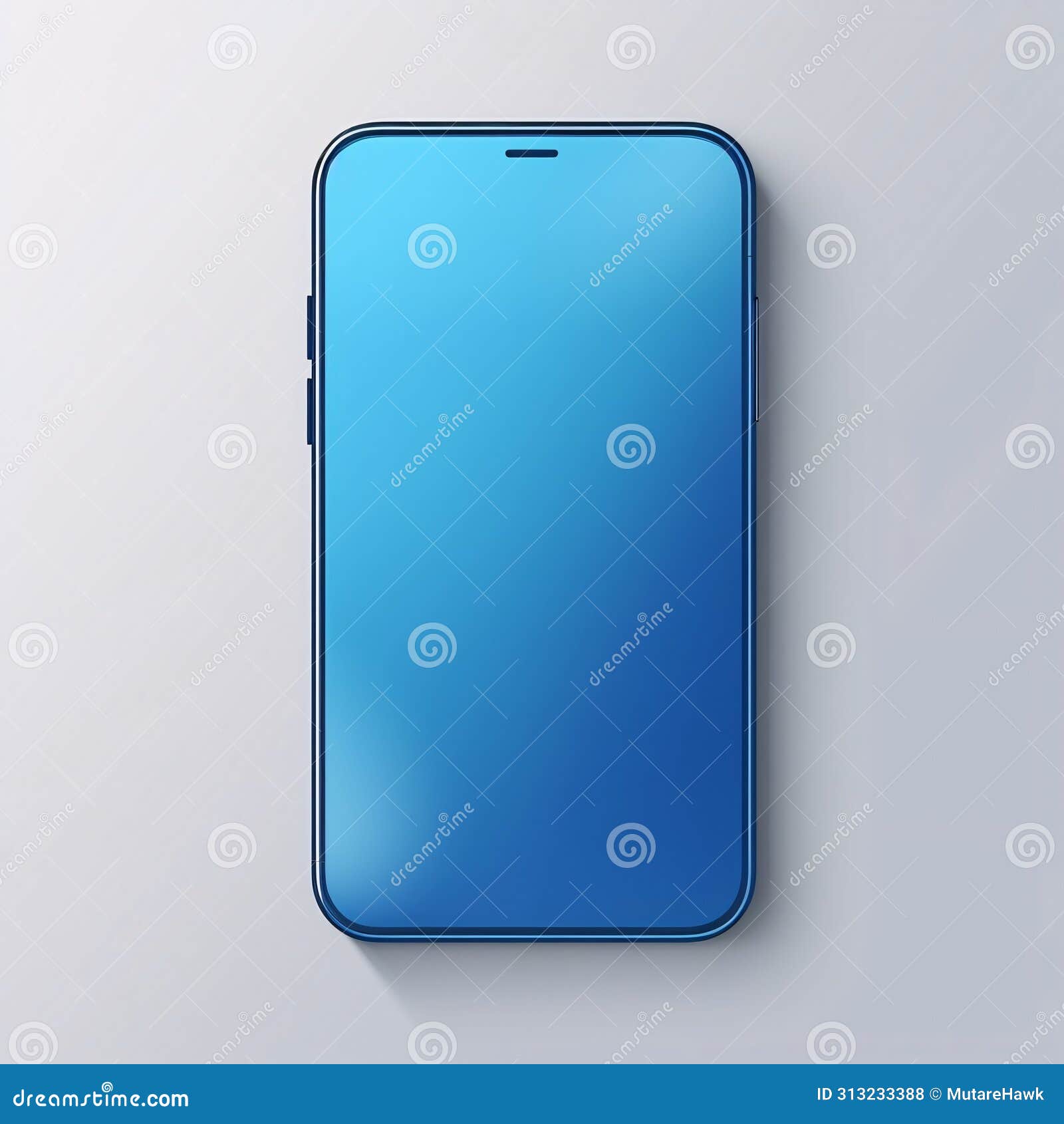 Realistic Smartphone with Blue Screen on the Gray Background. Vector ...