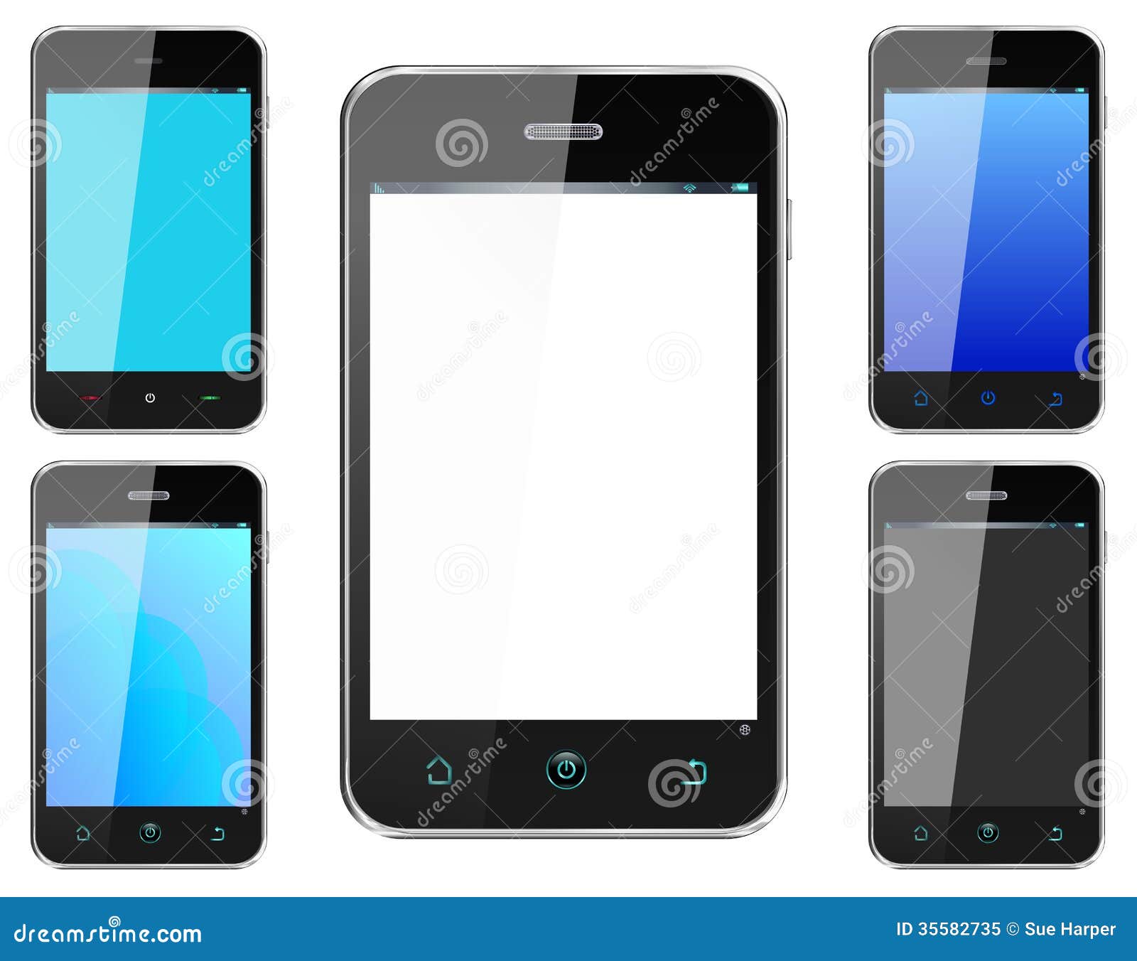 Realistic Smartphone Cellphone with Alternate Colo Stock Vector ...