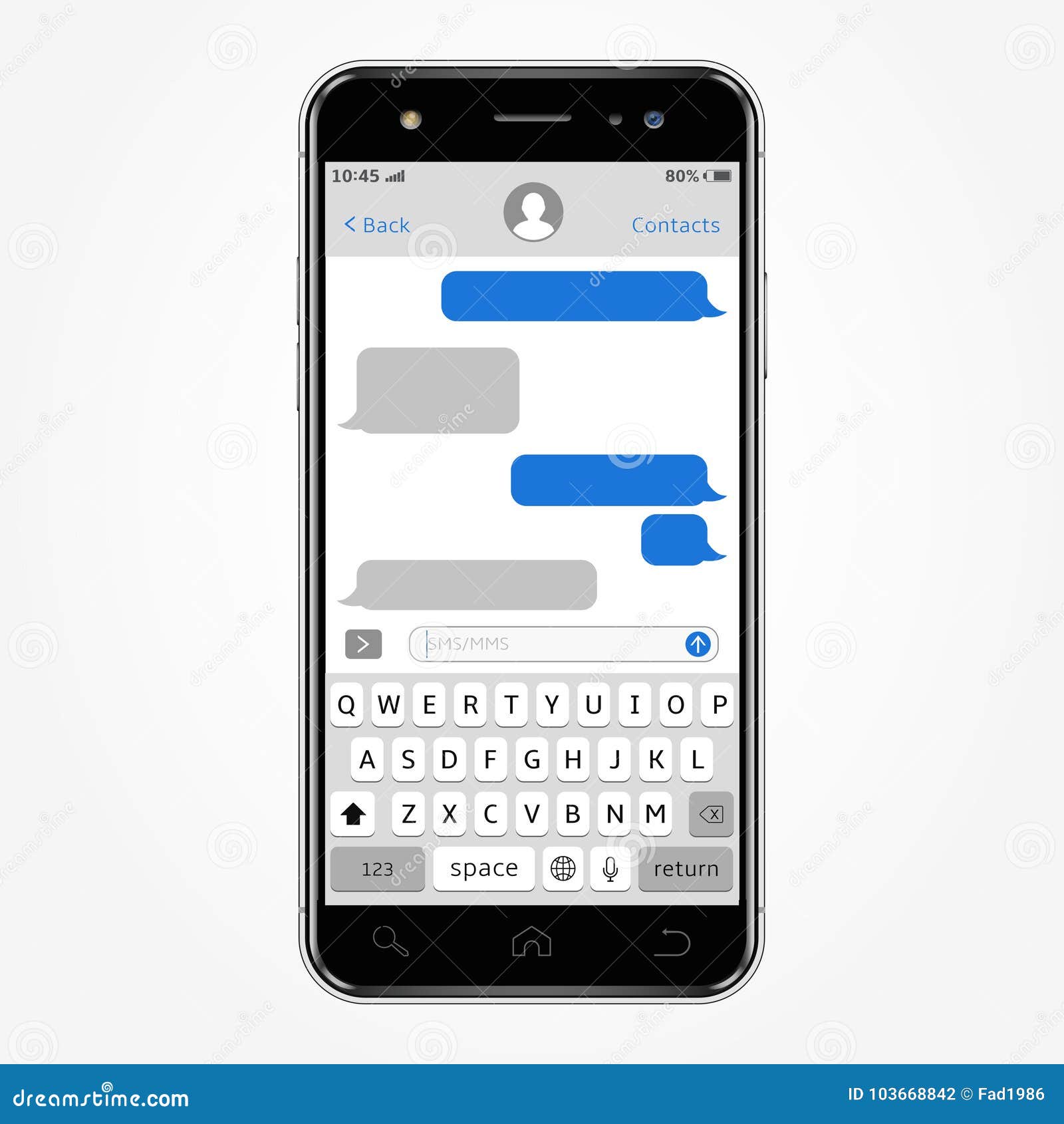 Realistic Smartphone, Chatting Sms App Template Speech Bubbles Stock ... Realistic Smartphone, Chatting Sms App Template Speech Bubbles Stock ...