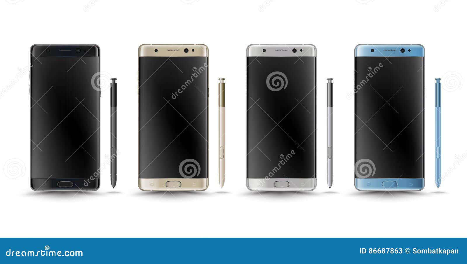 Realistic Smartphone Screen Template Isolated On Transparent Background ...