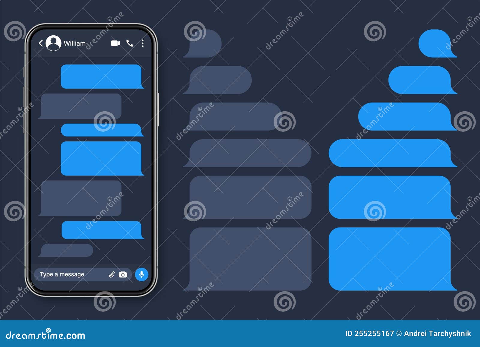 Realistic Smartphone with Messaging App. Blank SMS Text Frame Stock ...