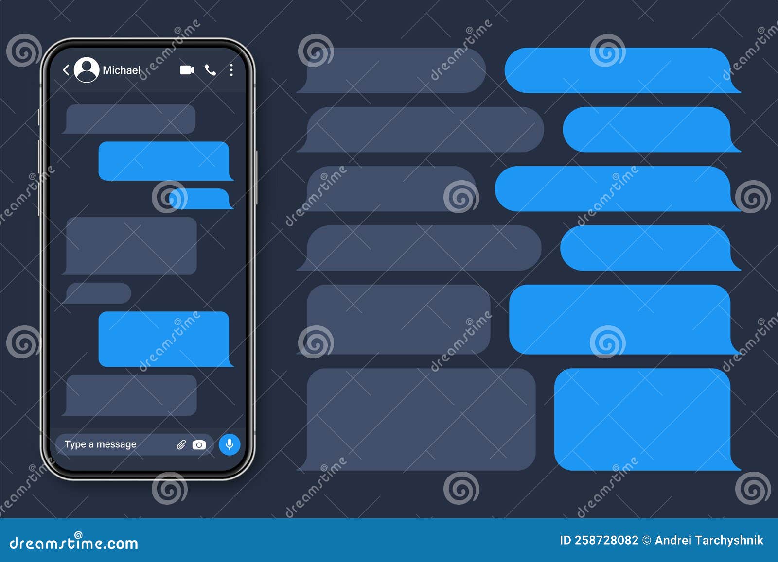 Realistic Smartphone with Messaging App. Blank SMS Text Frame Stock ...