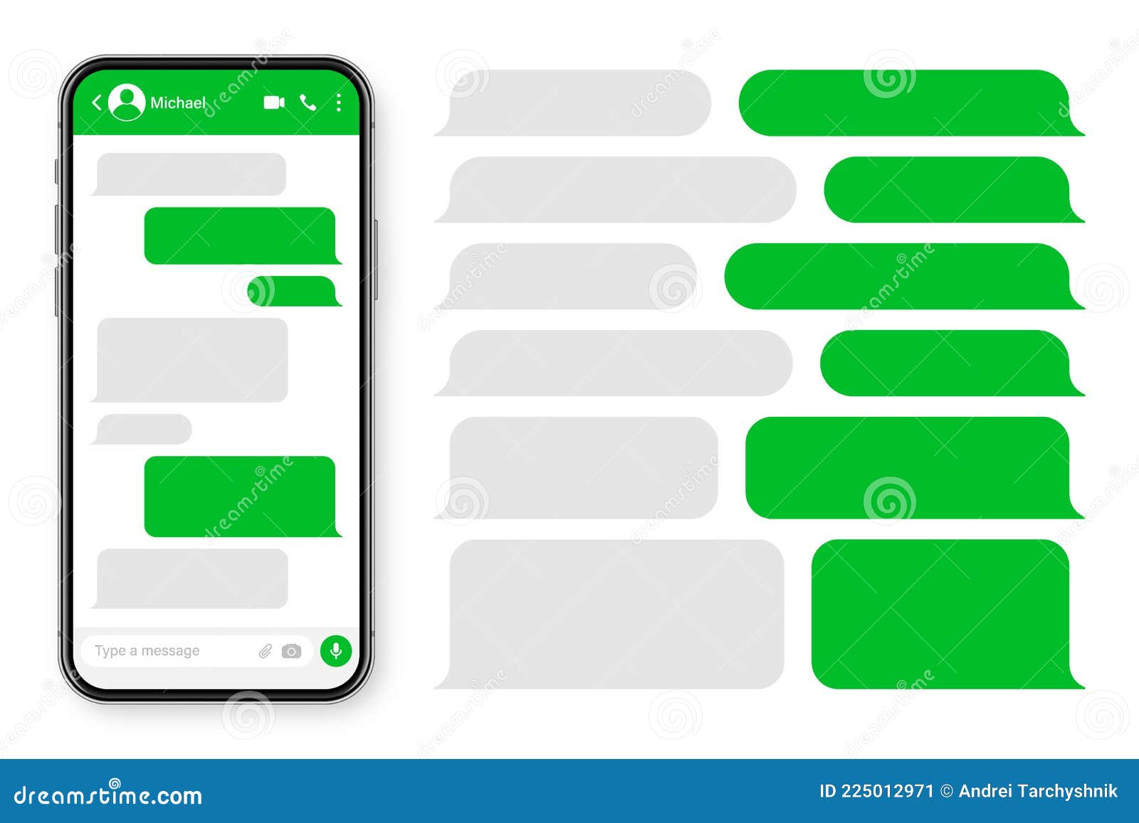 Realistic Smartphone with Messaging App. Blank SMS Text Frame Stock ...