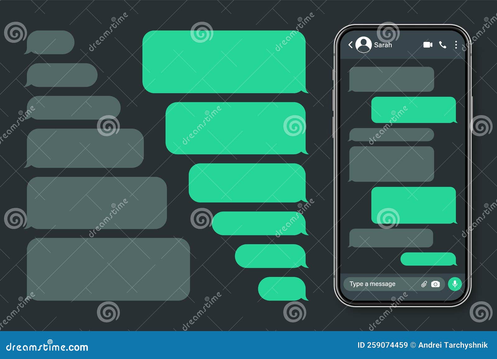 Realistic Smartphone with Messaging App. Blank SMS Text Frame Stock ...