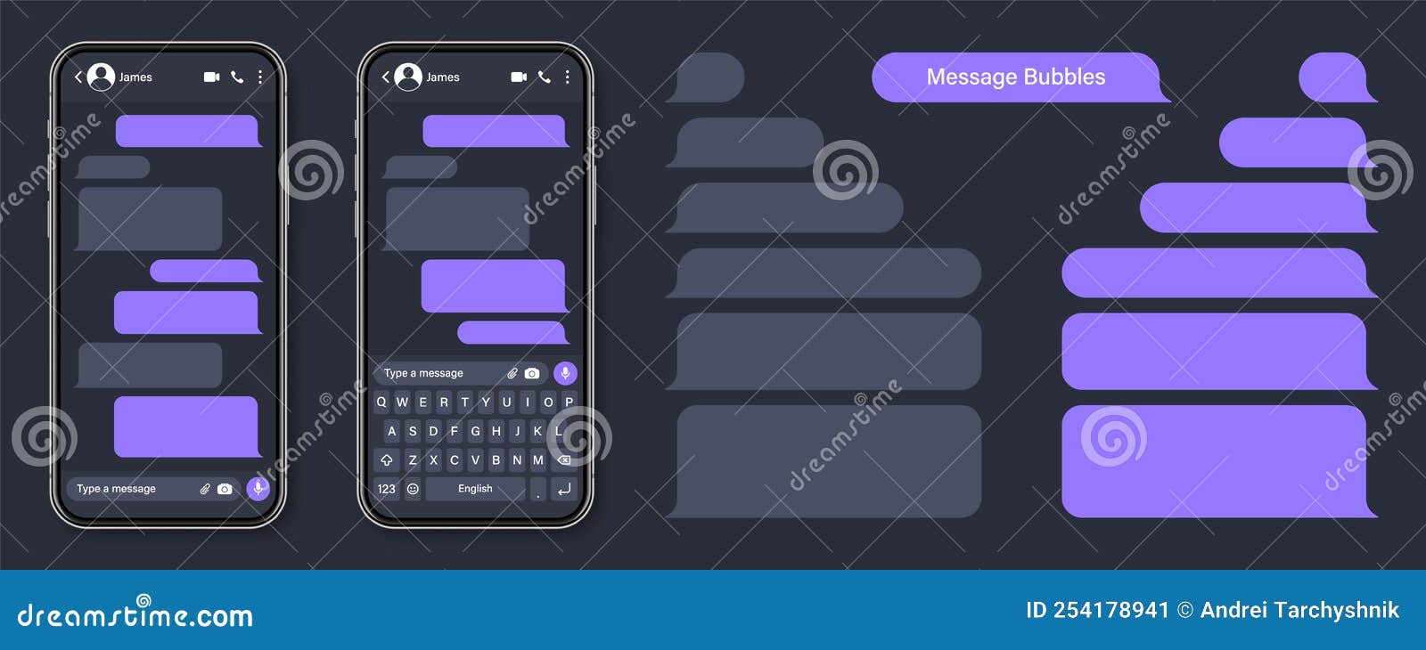 Realistic Smartphone with Messaging App. Blank SMS Text Frame Stock ...
