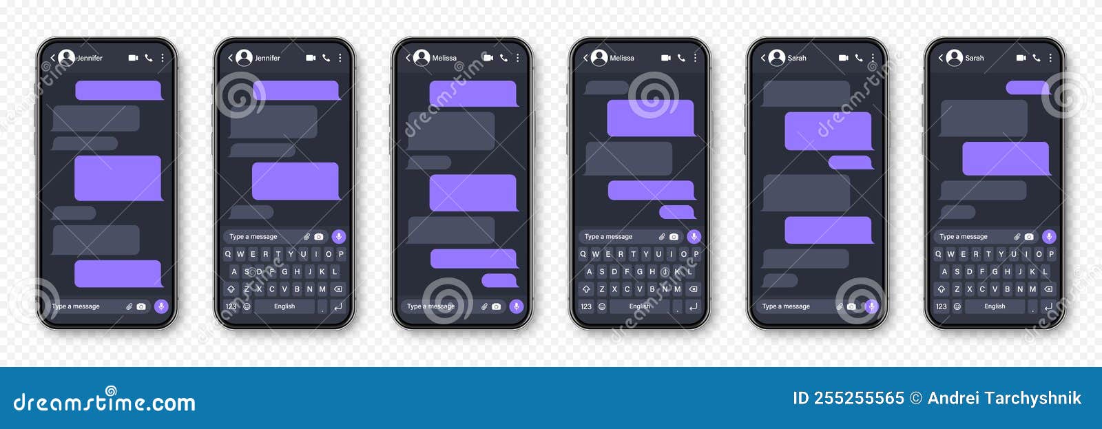 Realistic Smartphone with Messaging App. Blank SMS Text Frame Stock ...