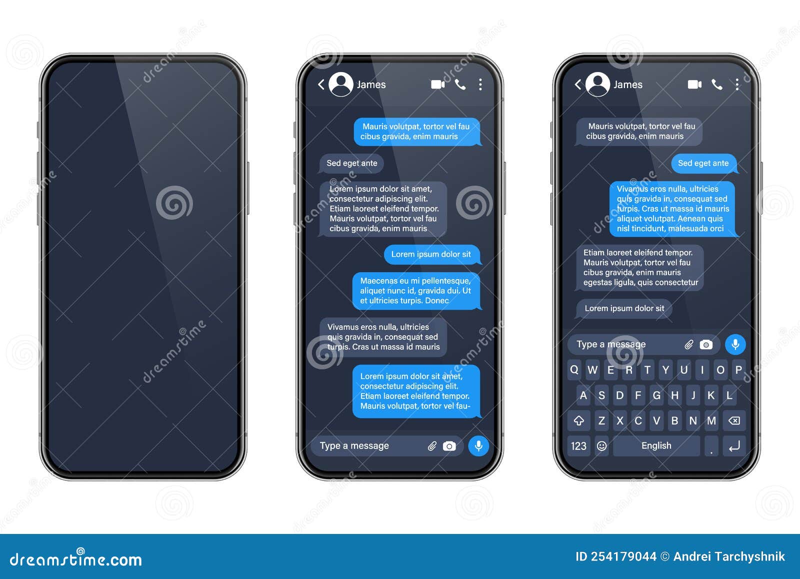 Realistic Smartphone with Messaging App. SMS Text Frame Stock Vector ...