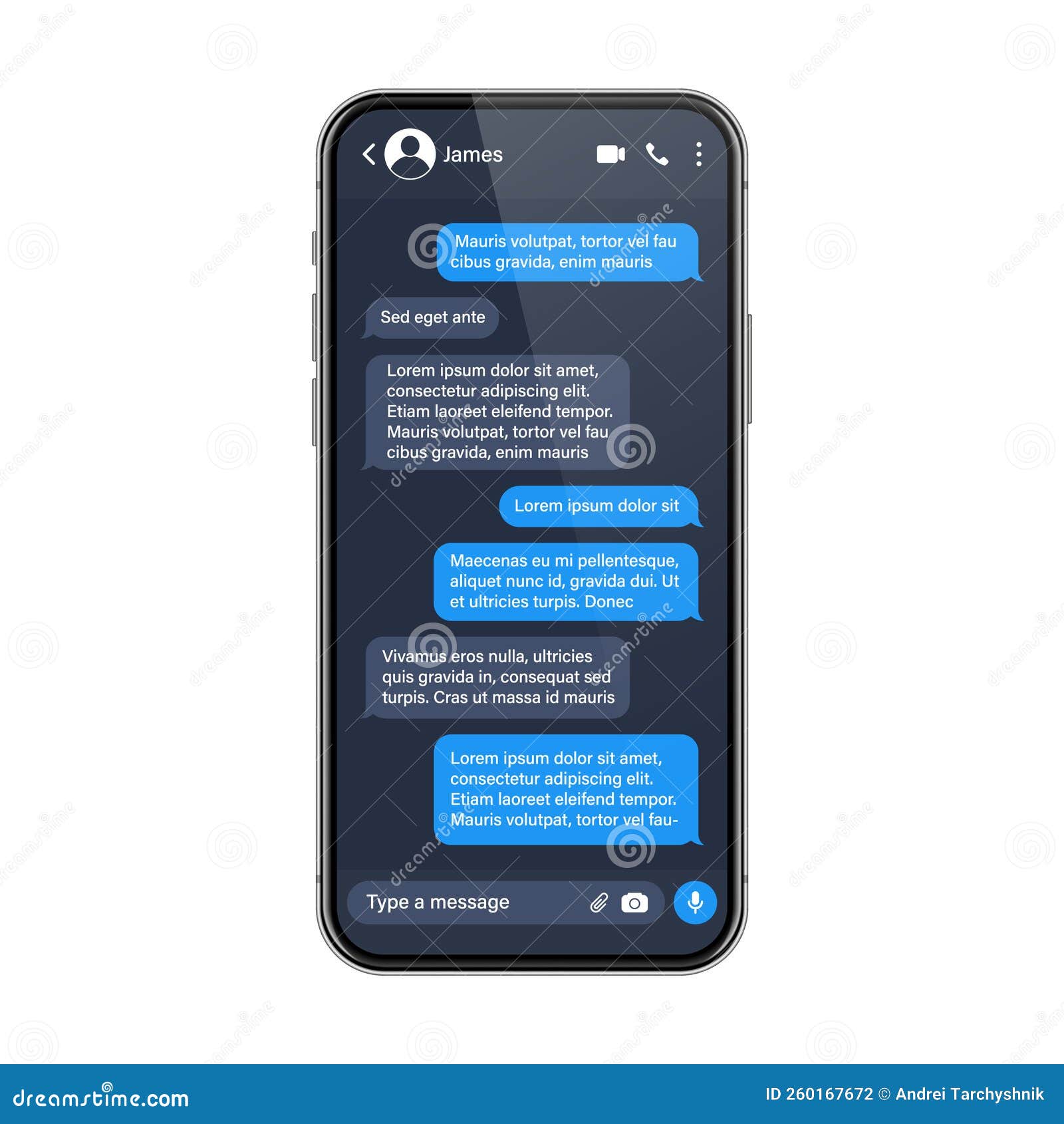 Realistic Smartphone with Messaging App. SMS Text Frame Stock Vector ...