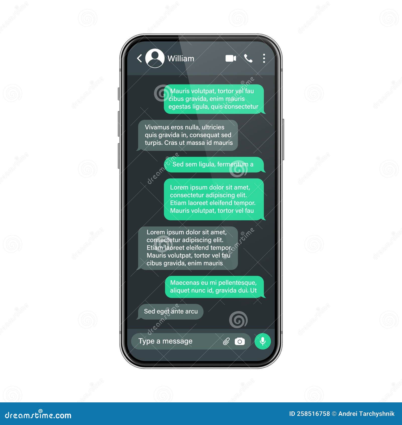 Realistic Smartphone with Messaging App. SMS Text Frame Stock Vector ...