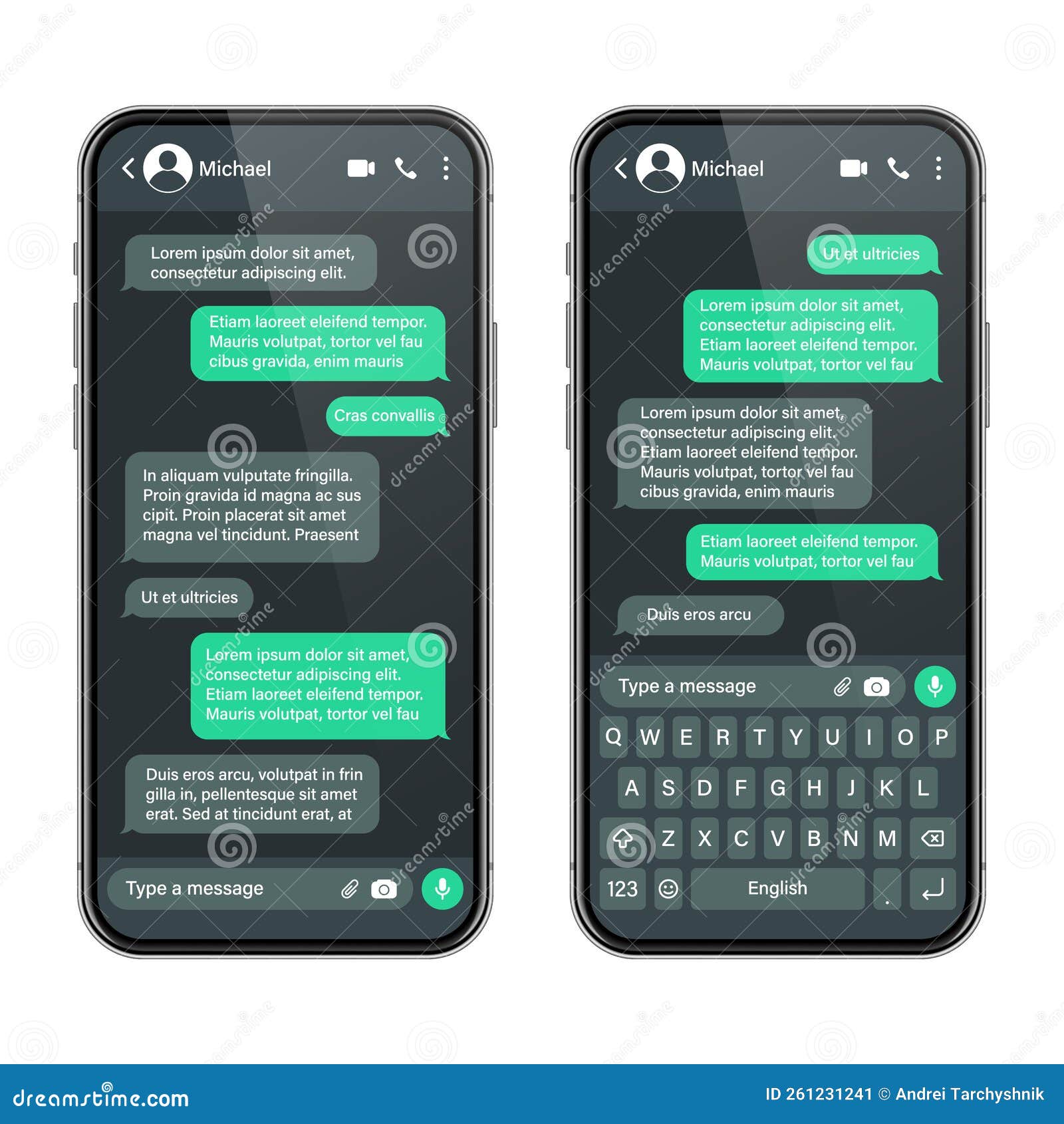 Realistic Smartphone with Messaging App. SMS Text Frame Stock Vector ...