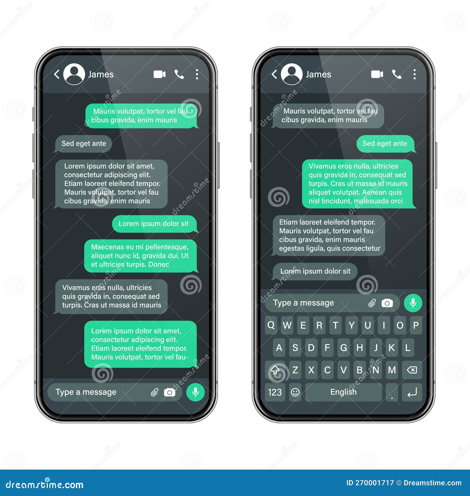 Realistic Smartphone with Messaging App. SMS Text Frame Stock Vector ...