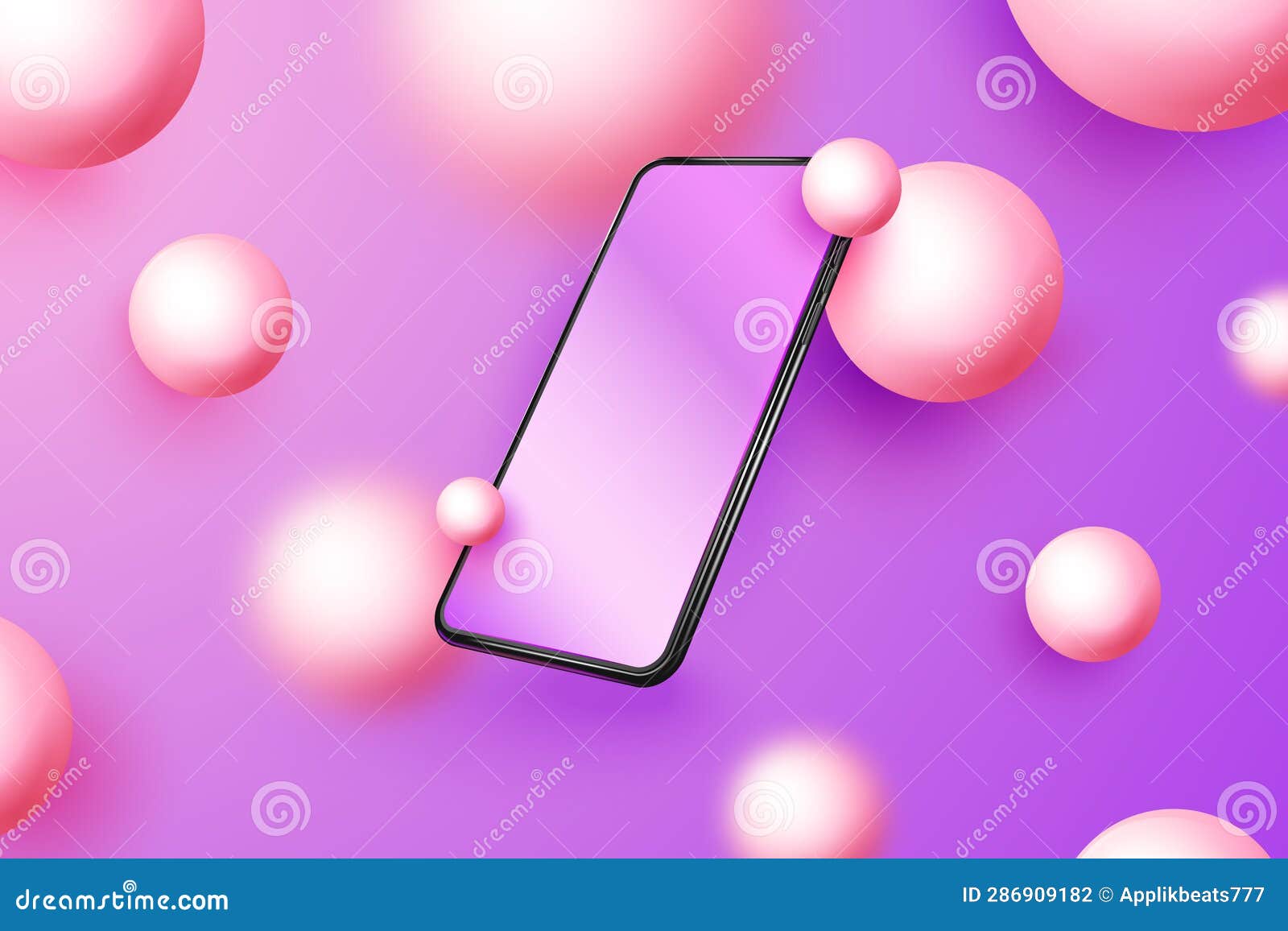 Realistic Smartphone Mockup. 3d Mobile Phone with Blank Screen on ...
