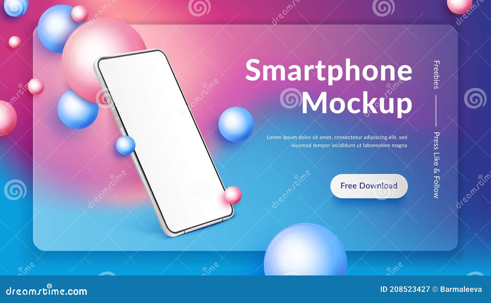 Realistic Smartphone Mockup. 3d Mobile Phone with Blank Screen on ...