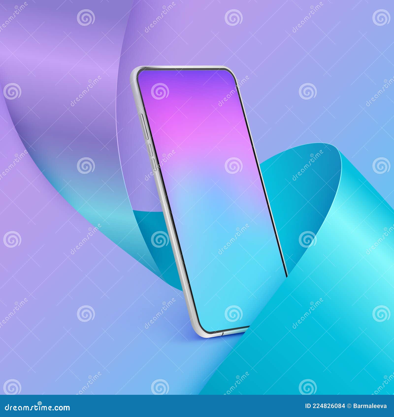 Realistic Smartphone Mockup. 3d Mobile Phone with Colour Screen on ...