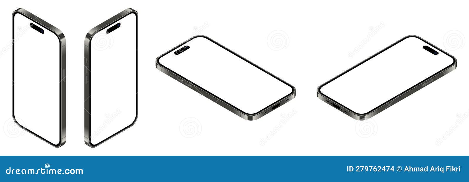 Realistic Smartphone Mockup. Isometric Smartphone Set. 3d Mobile Phones ...