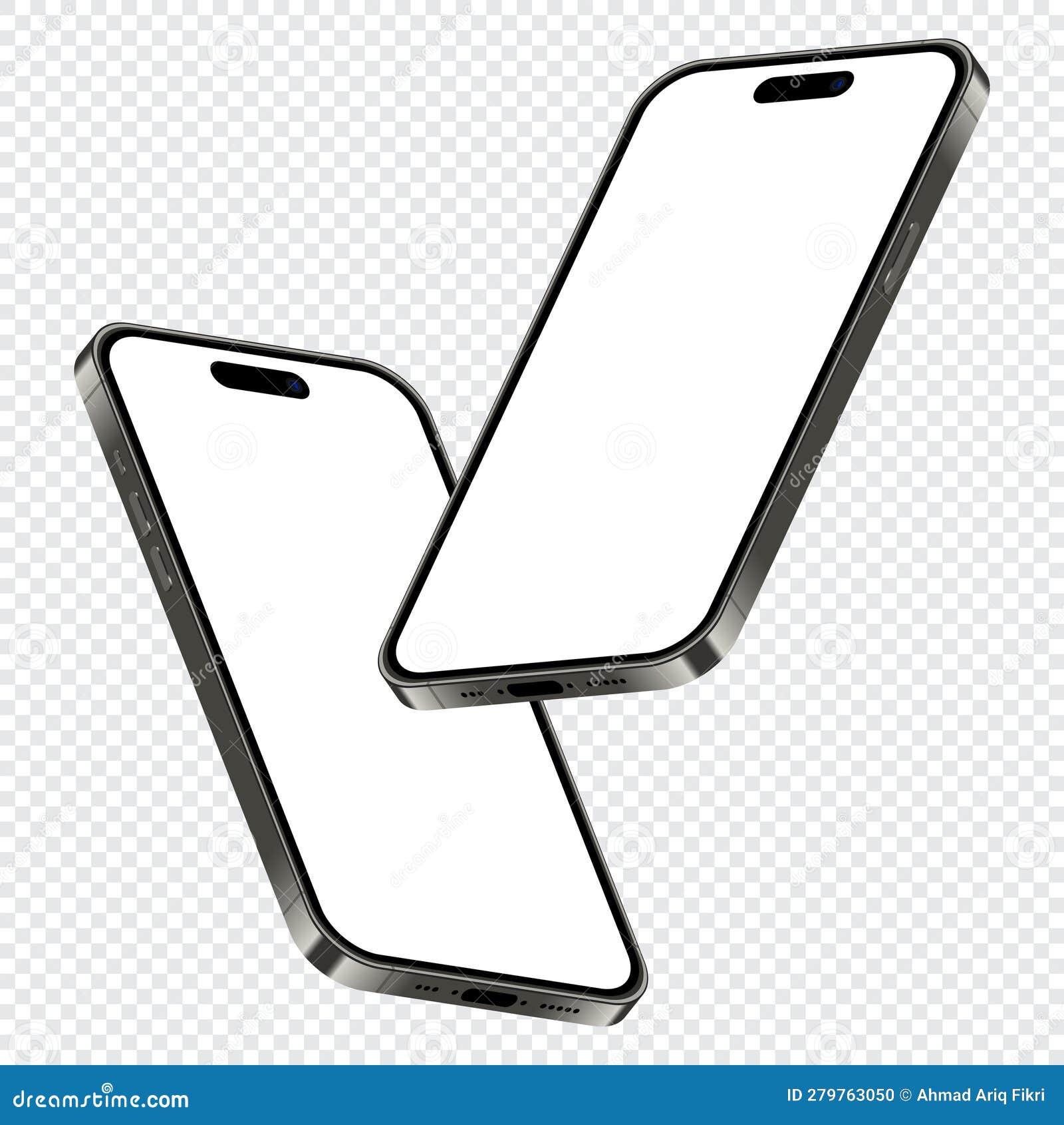 Realistic Smartphone Mockup. Isometric Smartphone Set. 3d Mobile Phones with Blank Screen Stock ...