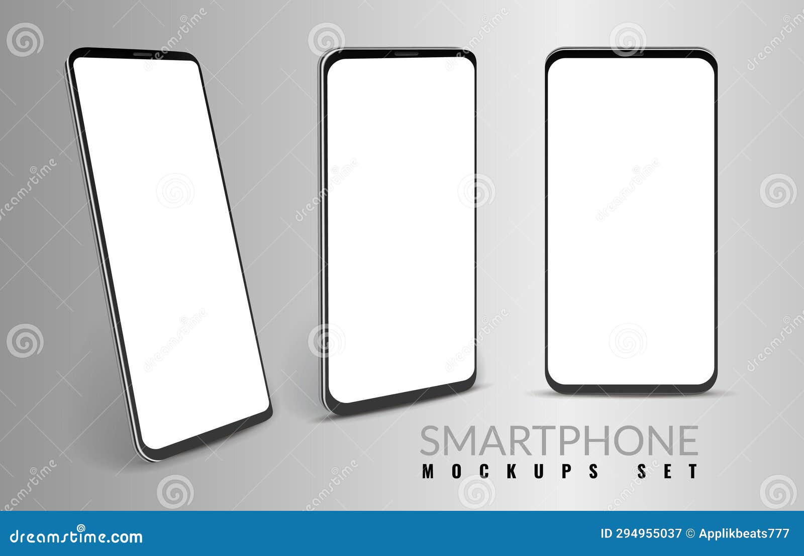 Realistic Smartphone Mockup. Mobiles in Different View Angles. Modern ...