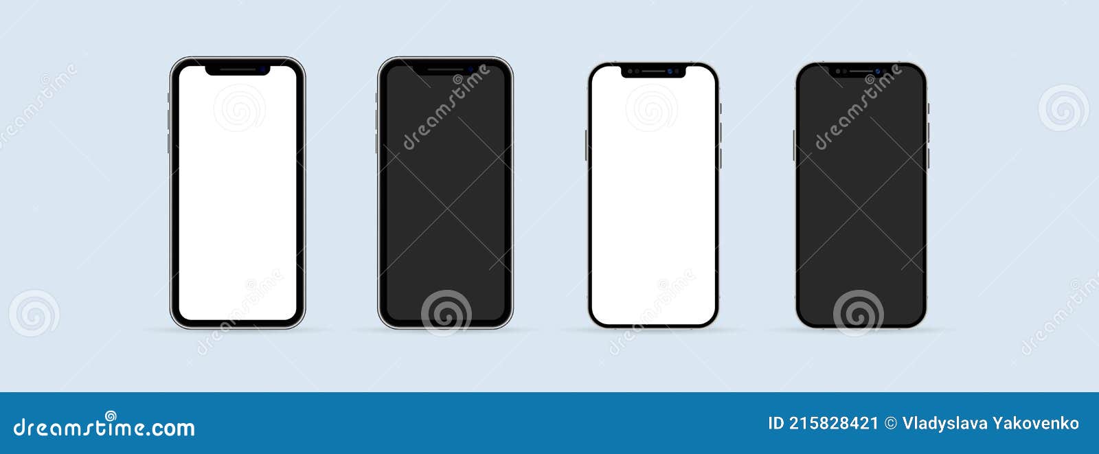 Realistic Smartphone Mockup Set. Phone Frame with Blank Display ...