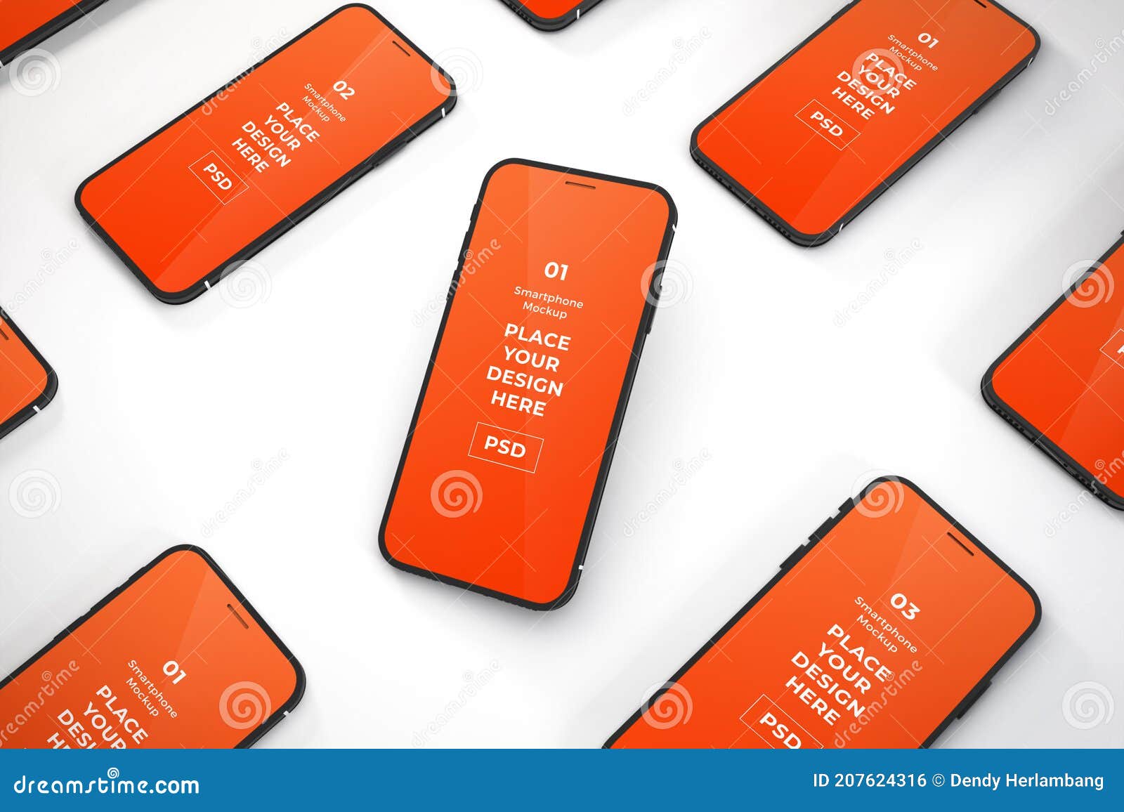 Realistic Smartphone Mockup Template Stock Illustration - Illustration ...