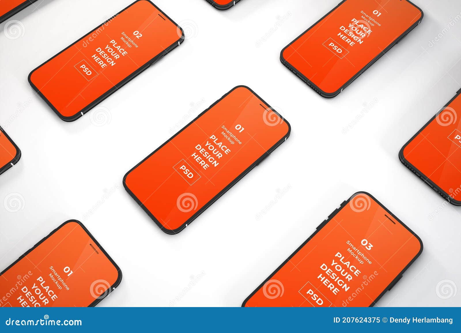 Realistic Smartphone Mockup Template Stock Illustration - Illustration ...