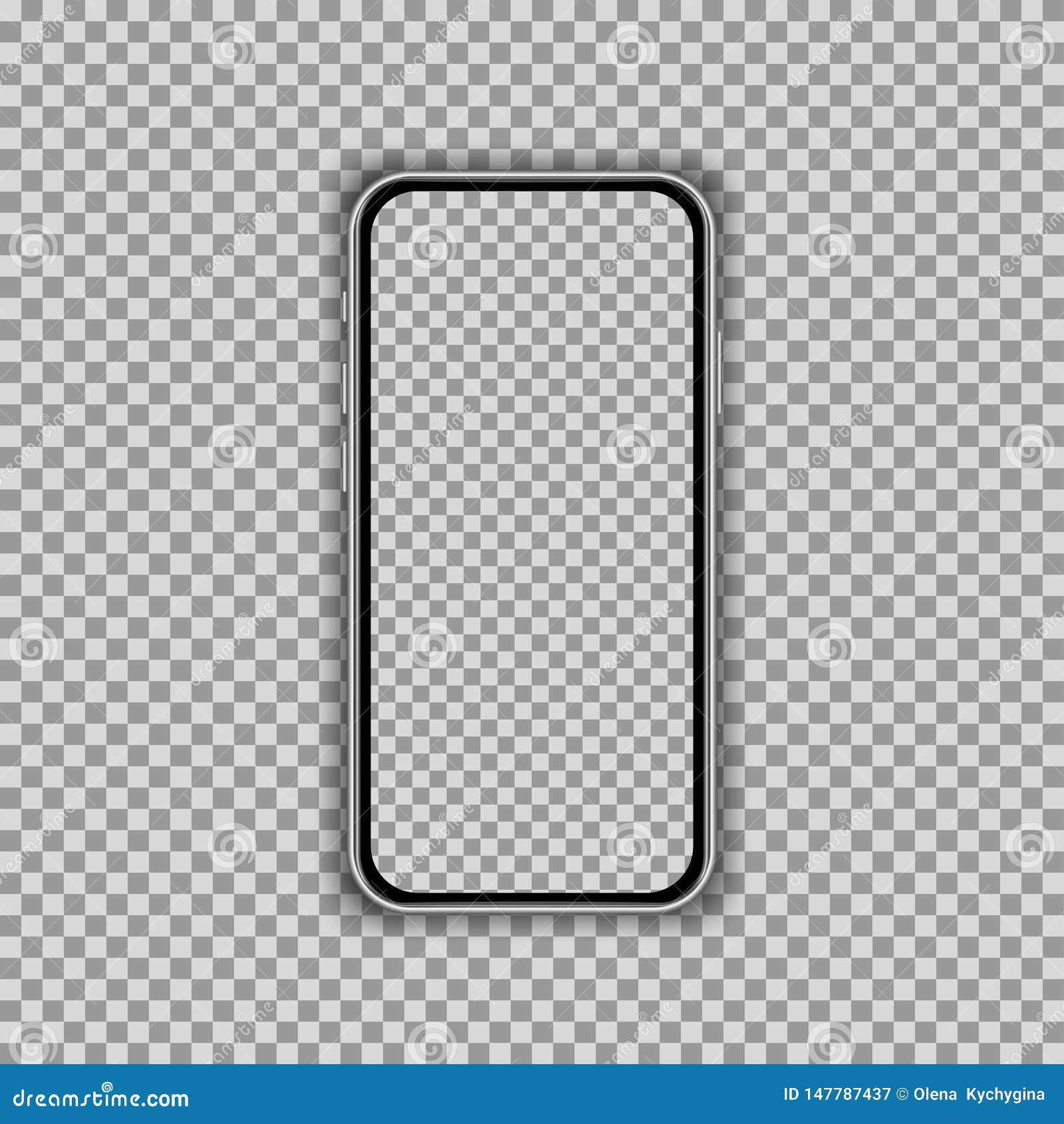 Realistic Smartphone Screen Template Isolated on Transparent Background ...