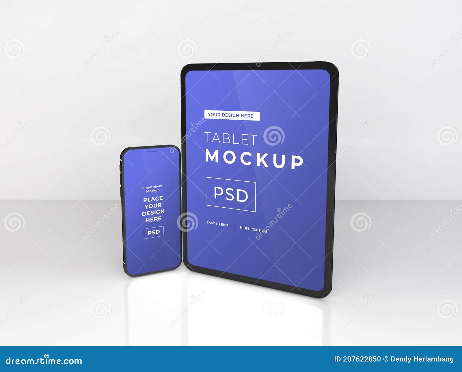 Realistic Smartphone and Tablet Mockup Template Stock Illustration - Illustration of gadget ...