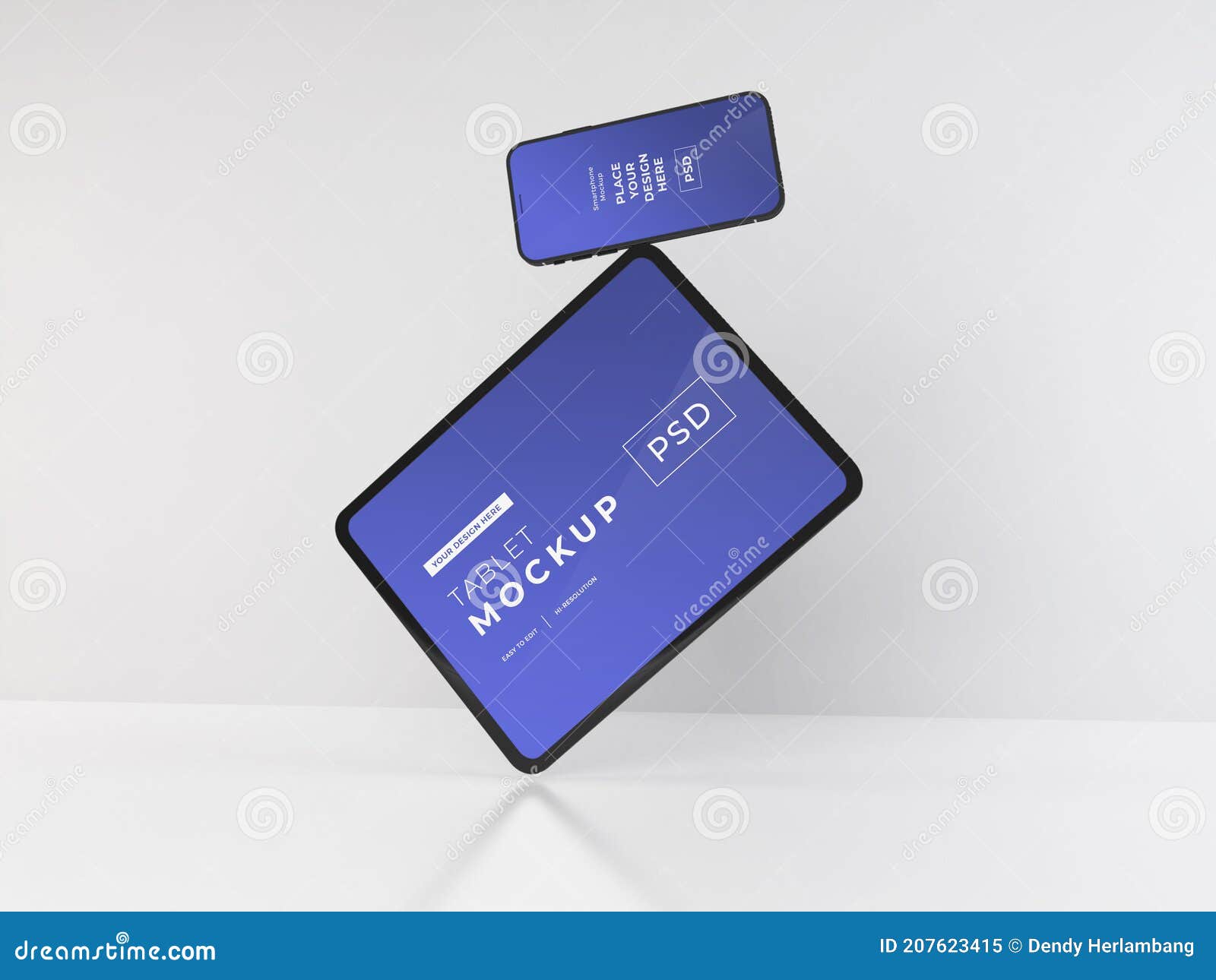Realistic Smartphone and Tablet Mockup Template Stock Illustration - Illustration of cellphone ...