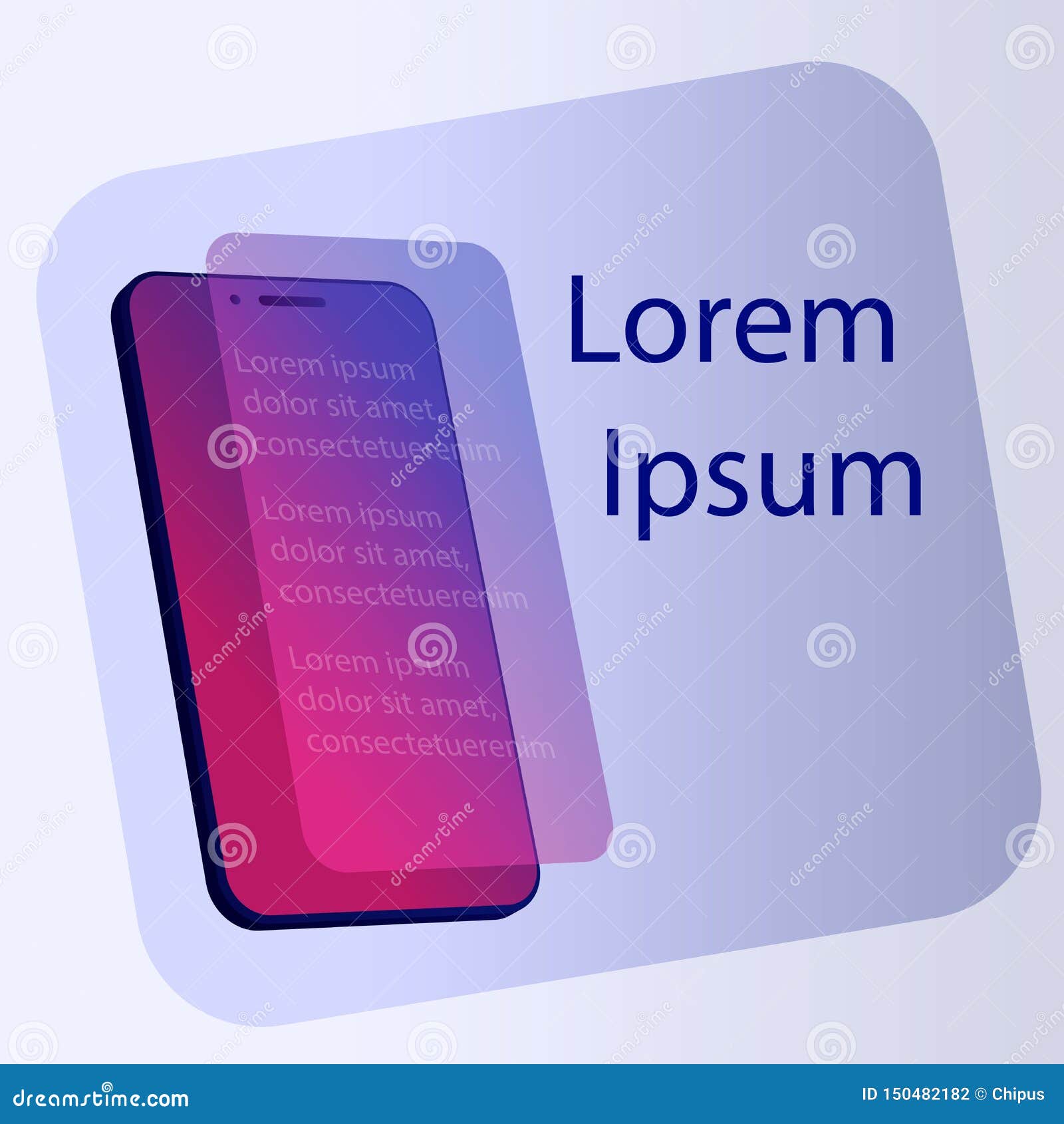 Realistic Smartphone with Text on the Screen Stock Vector ...