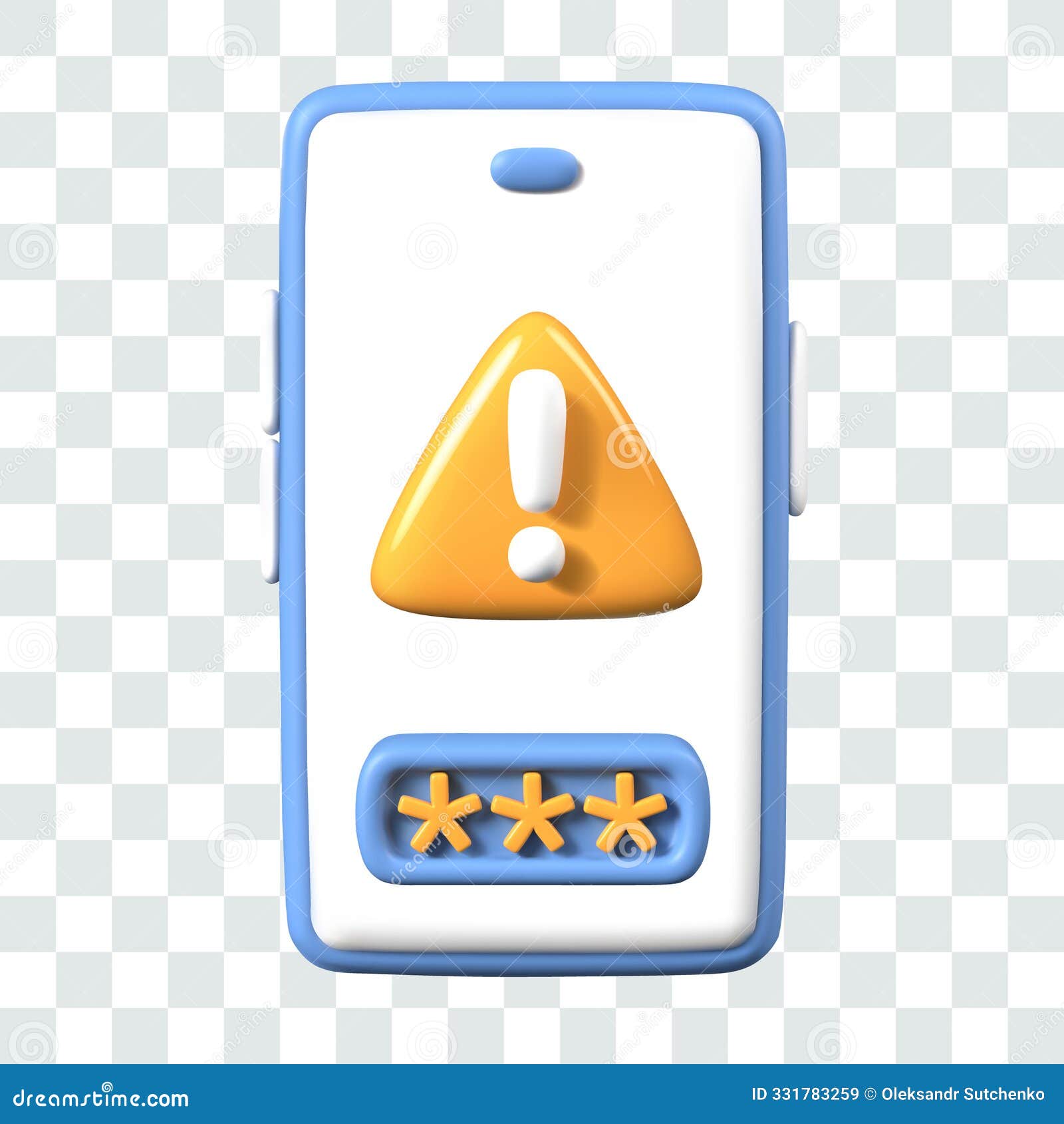 Realistic Smartphone, Triangular Attention Sign and Box with Coded ...