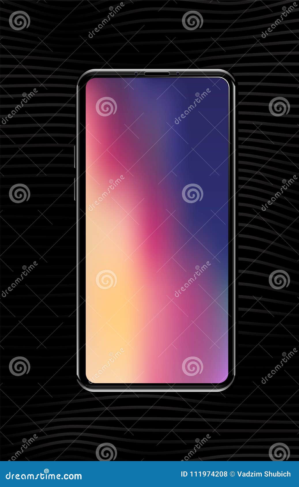 Realistic Smartphone in a Vertical Format with and a Colored Background ...