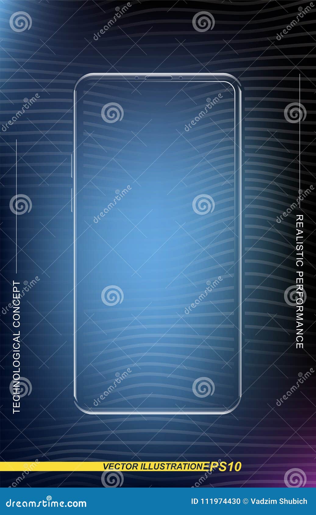 Realistic Smartphone in a Vertical Format with a Transparent Screen and ...