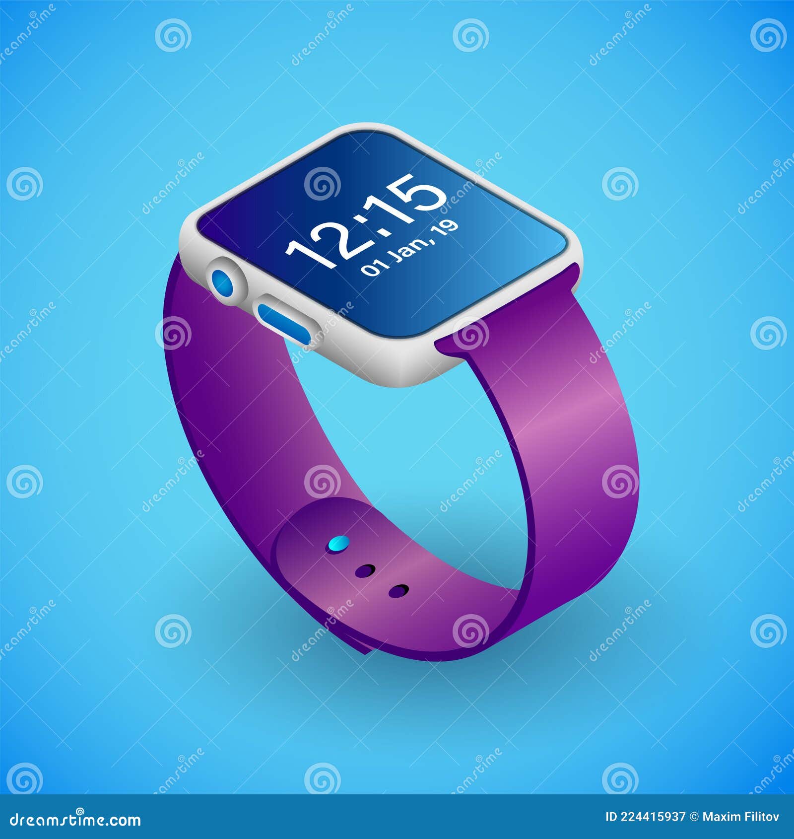 Realistic Smartwatch in Isometry. Vector Isometric Illustration of ...
