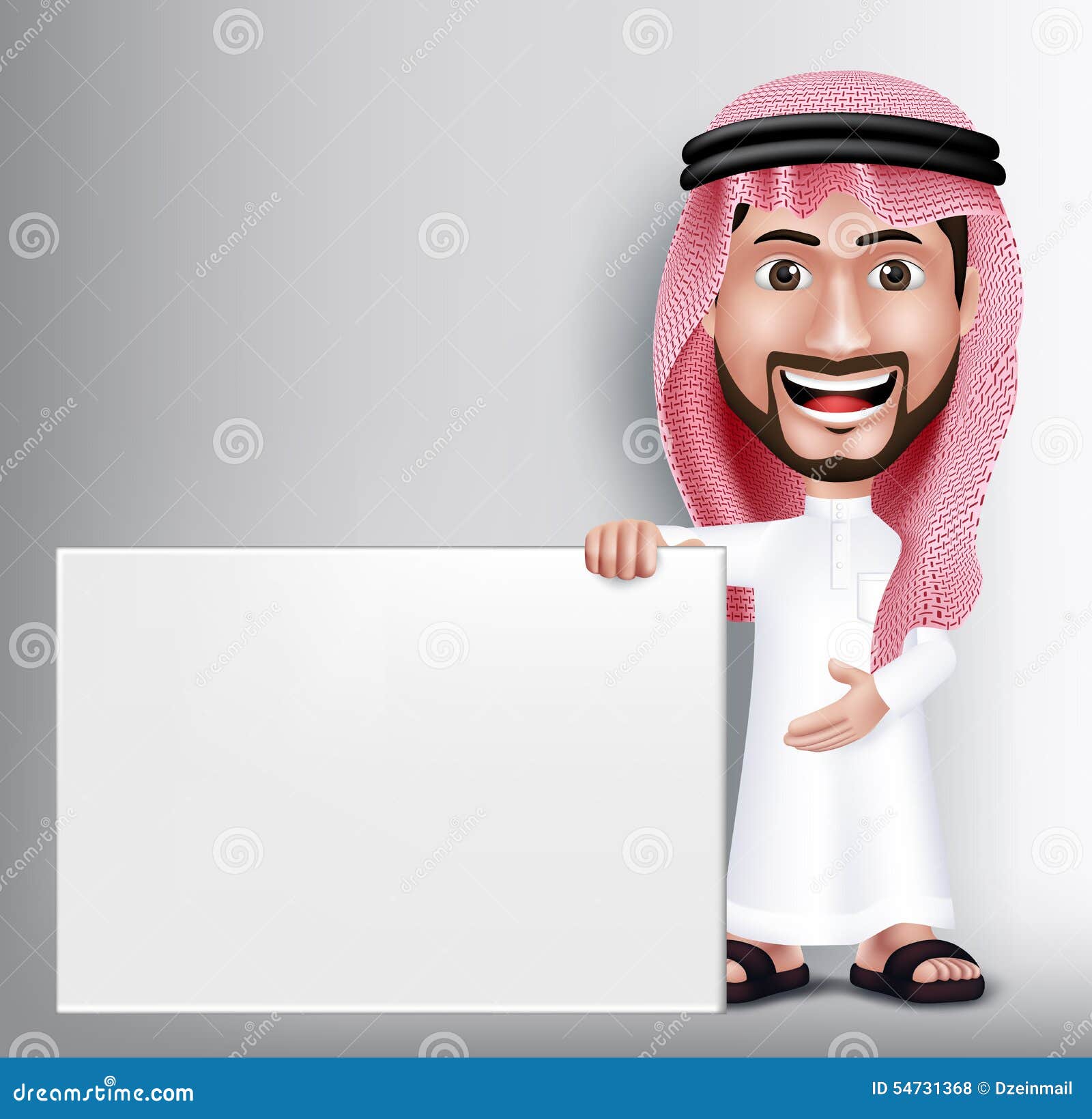 Realistic Smiling Handsome Saudi Arab Man Character Vector Illustration