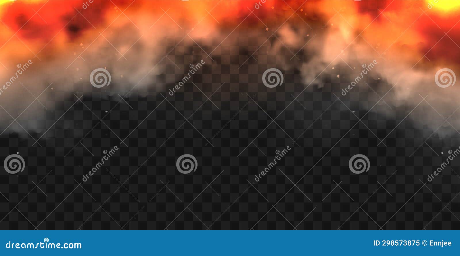 Realistic Smoke Clouds and Fire. Flame Blast, Explosion. Stream of ...